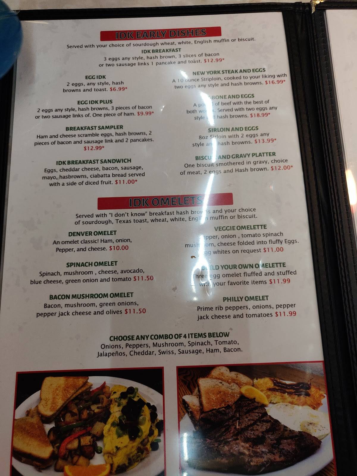 Menu at IDK Restaurant, Kennewick