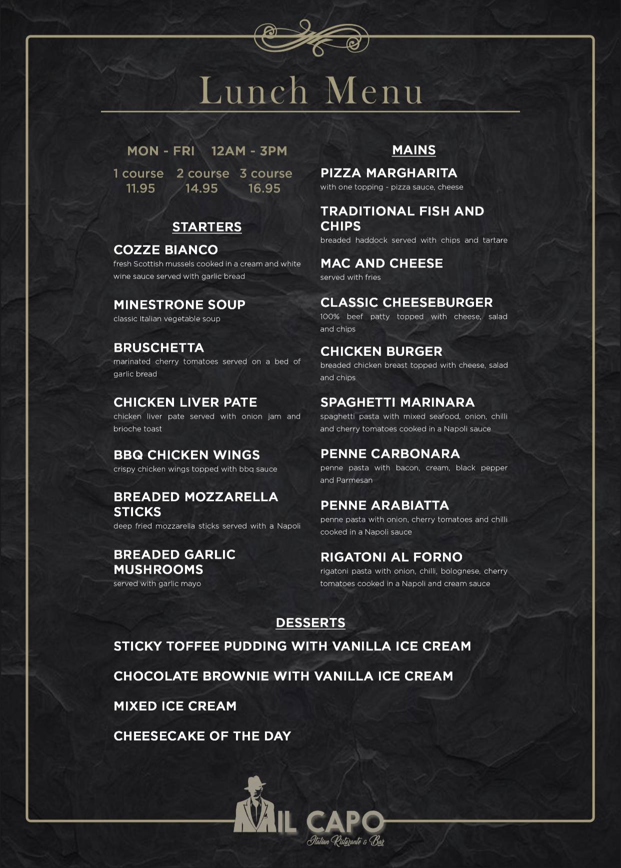 Menu at Il Capo Italian Ristorante & Bar, Airdrie