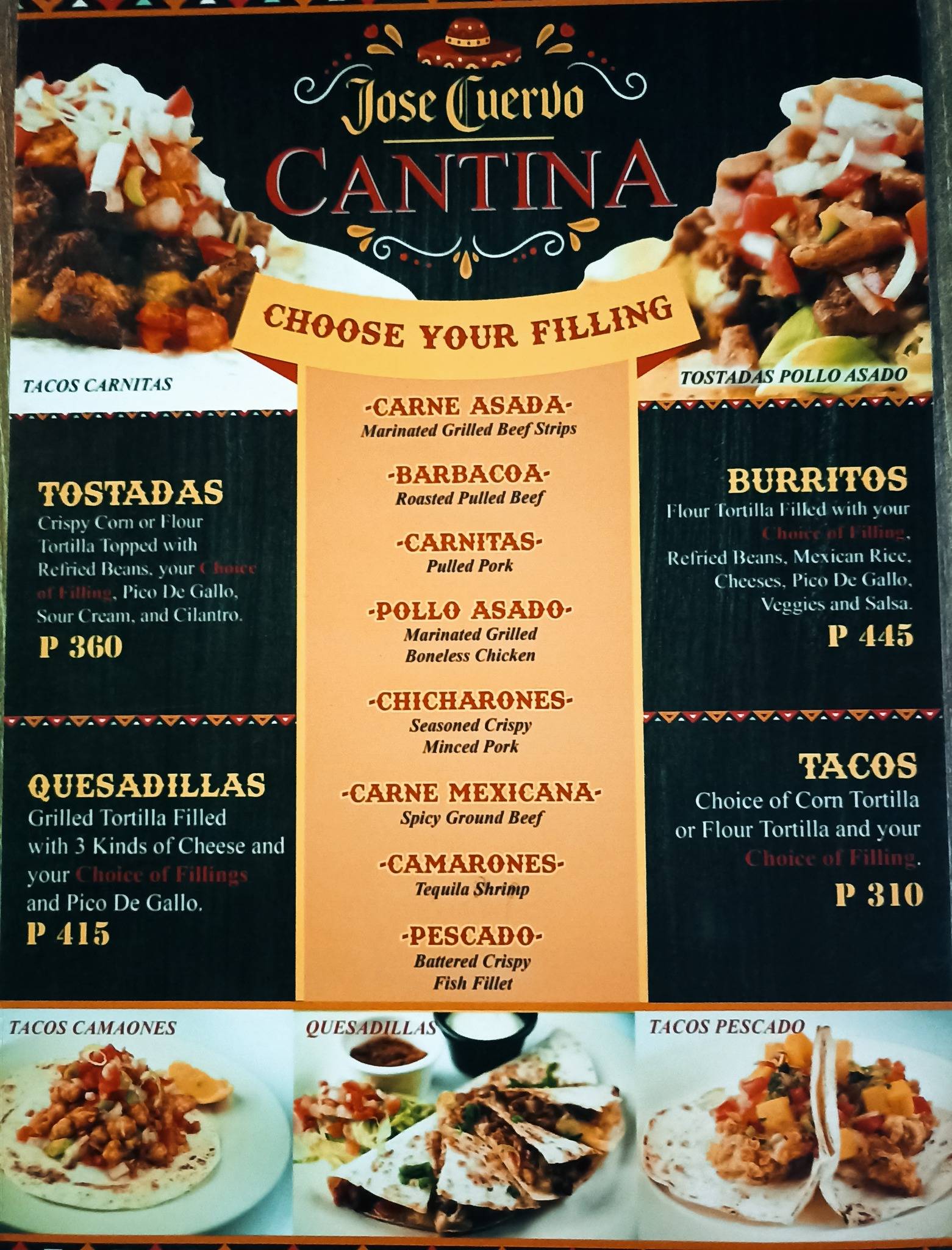 Menu at Jose Cuervo Cantina pub & bar, Makati