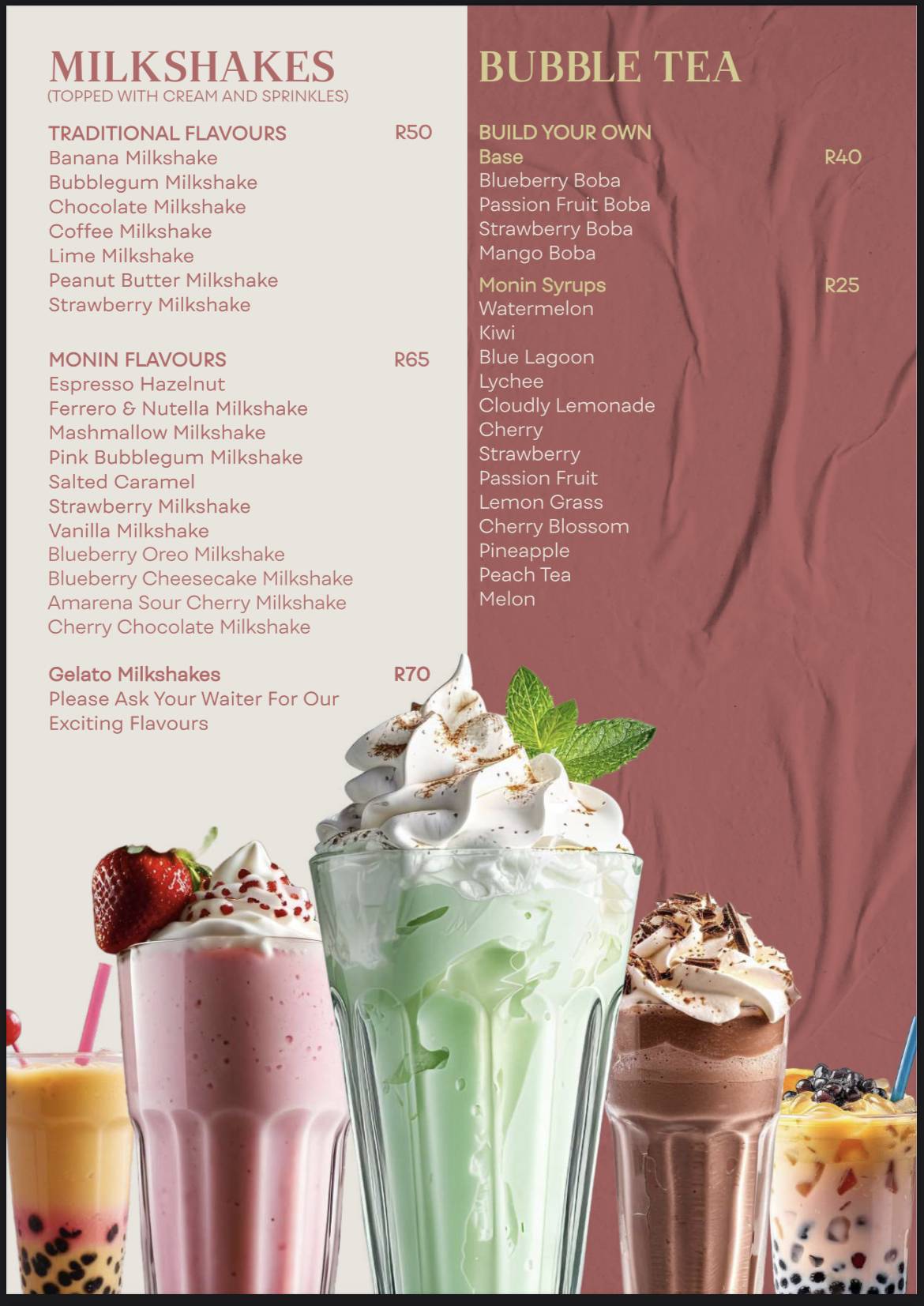Menu at Judy's Kitchen restaurant, Vereeniging