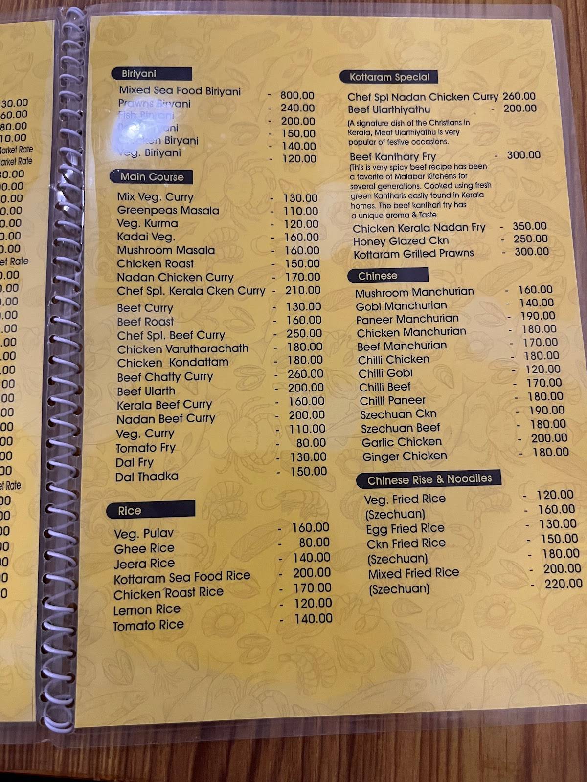 Menu at KOTTARAM SEAFOOD AND NONVEG RESTAURANT, Palakkad