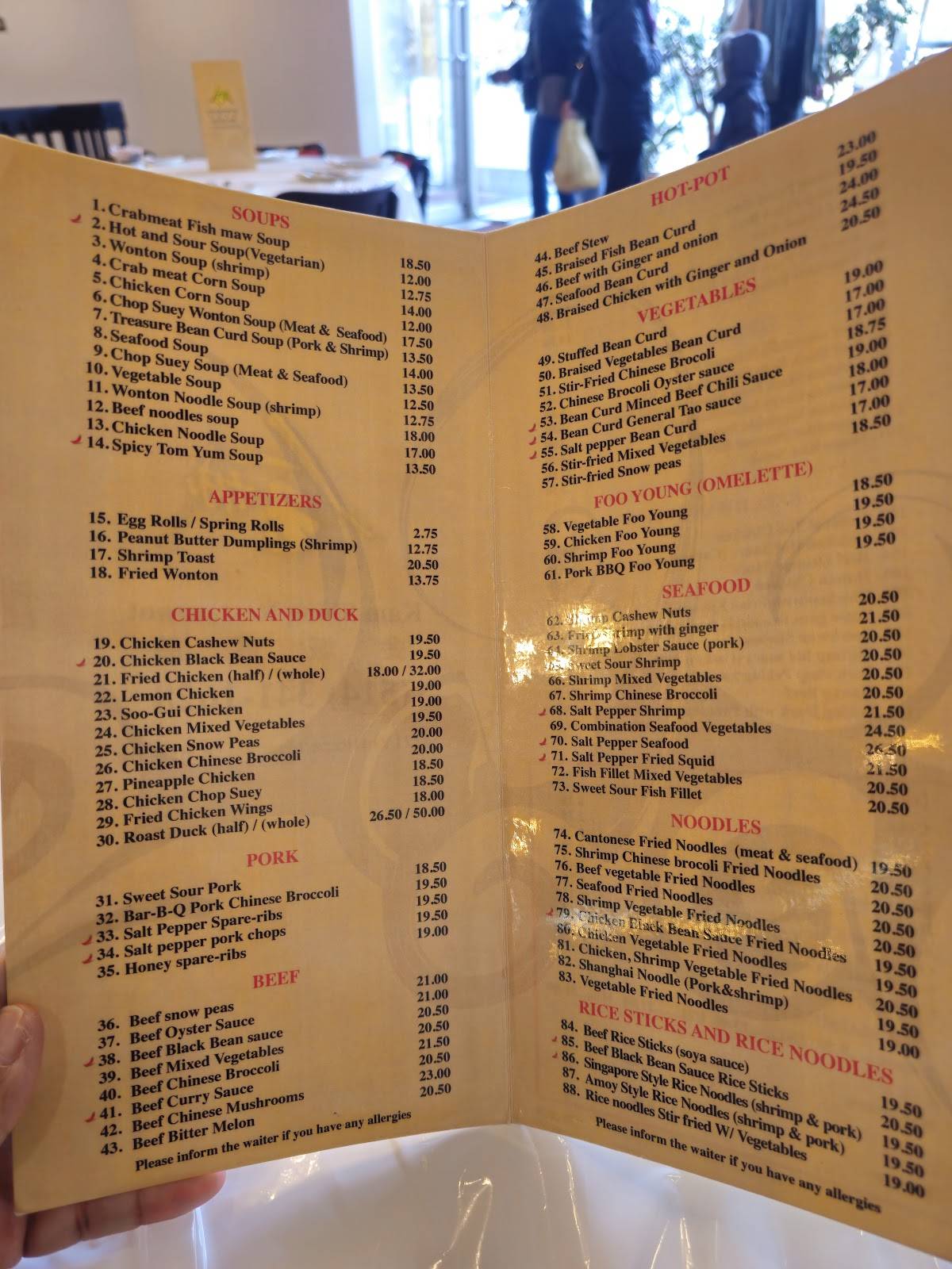 Menu at Restaurant Kam Shing Van Horne, Montréal, Ave Van Horne