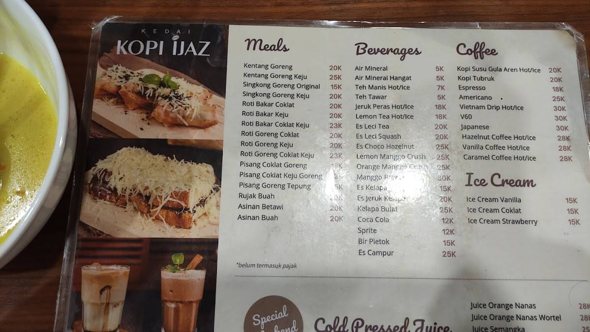 Menu at KOPITIAM IJAZ, South Jakarta