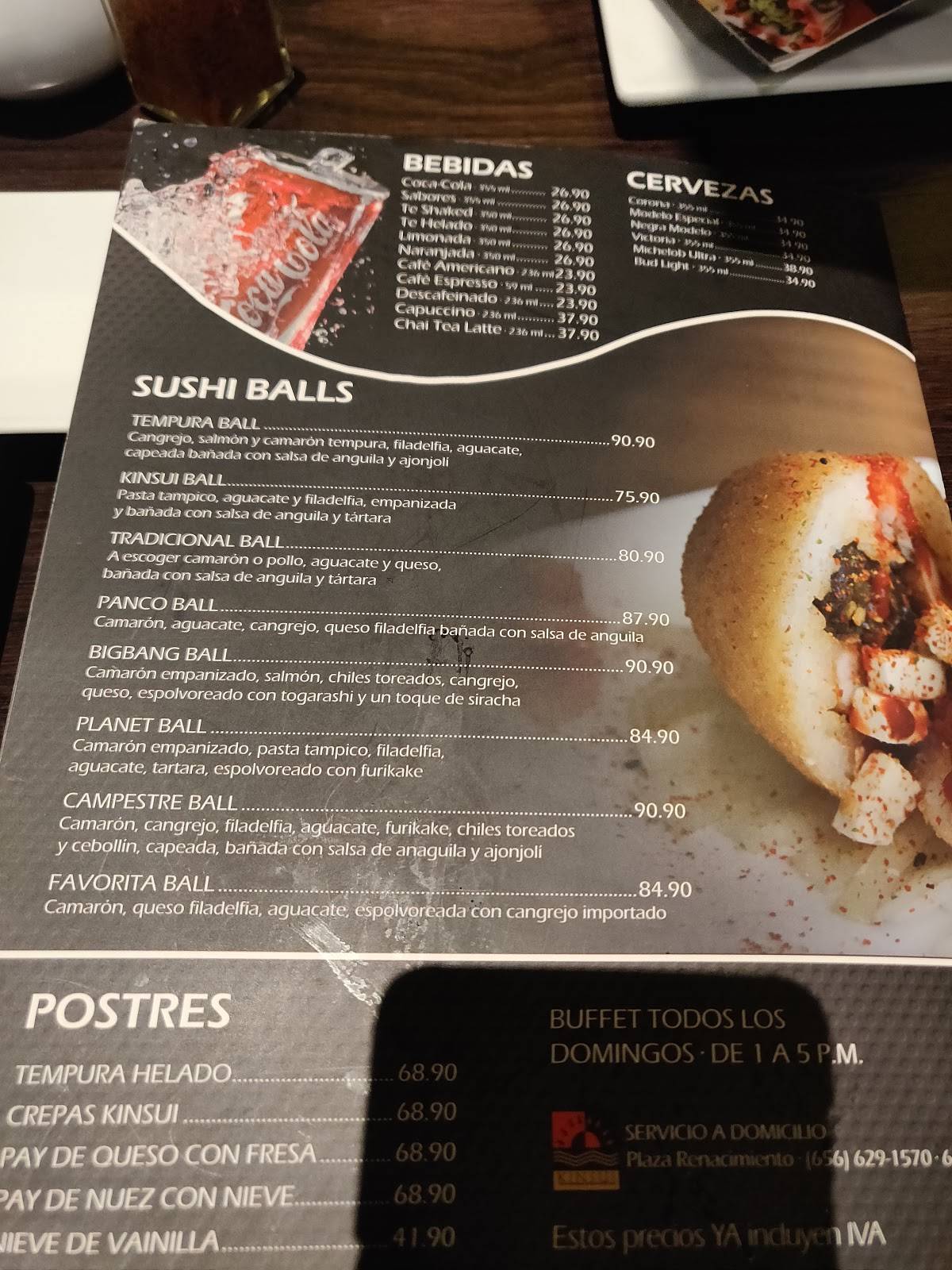 Carta del restaurante Kinsui, Ciudad Juarez, Av. Paseo Triunfo del la ...