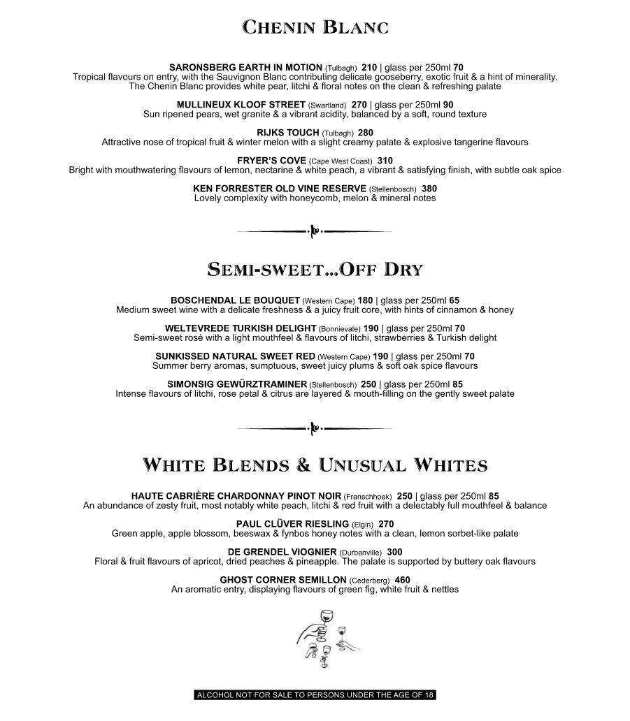 Menu at Kream Restaurant Mall of Africa, Midrand