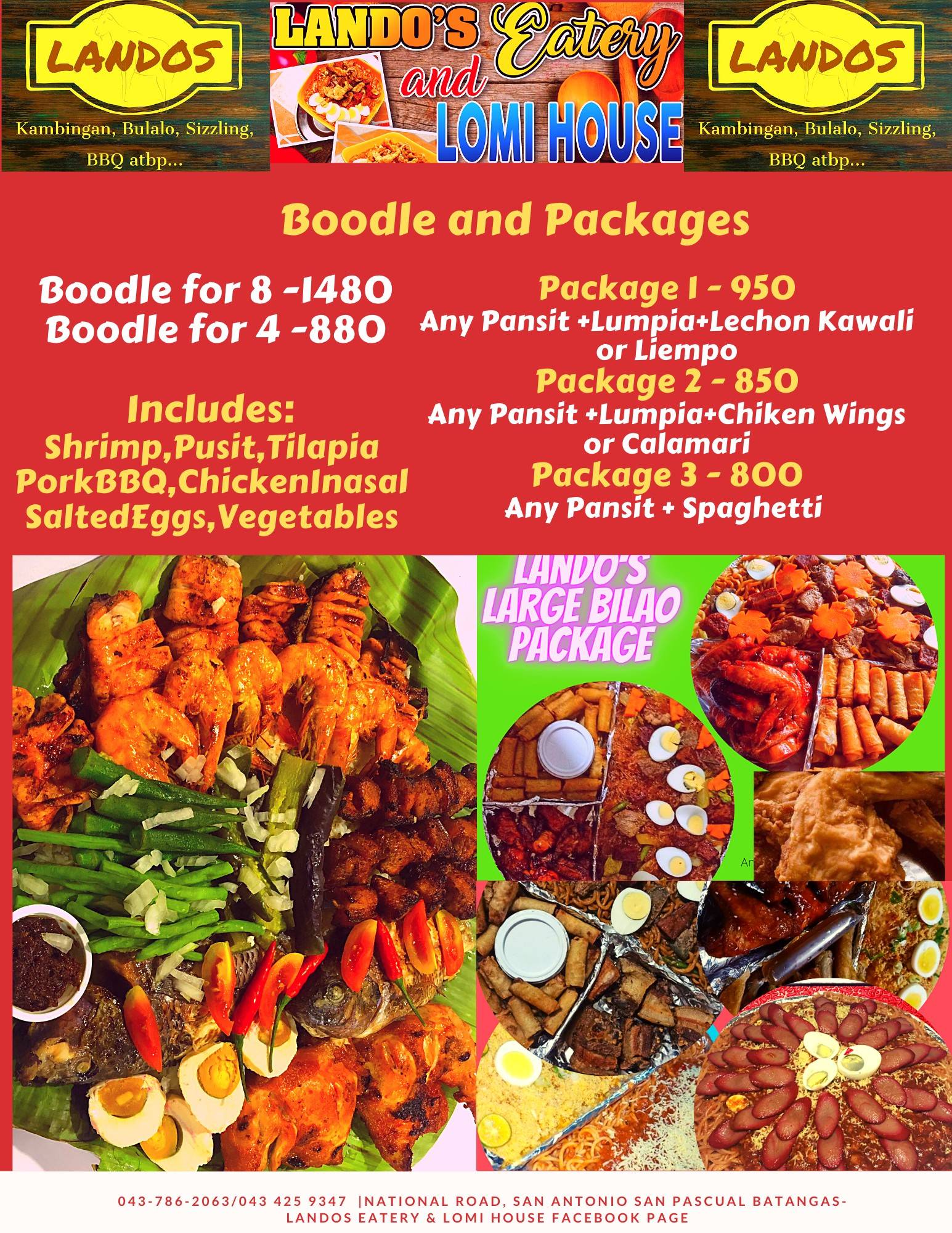 Menu at LANDO's Eatery & LOMI HOUSE restaurant, San Pascual