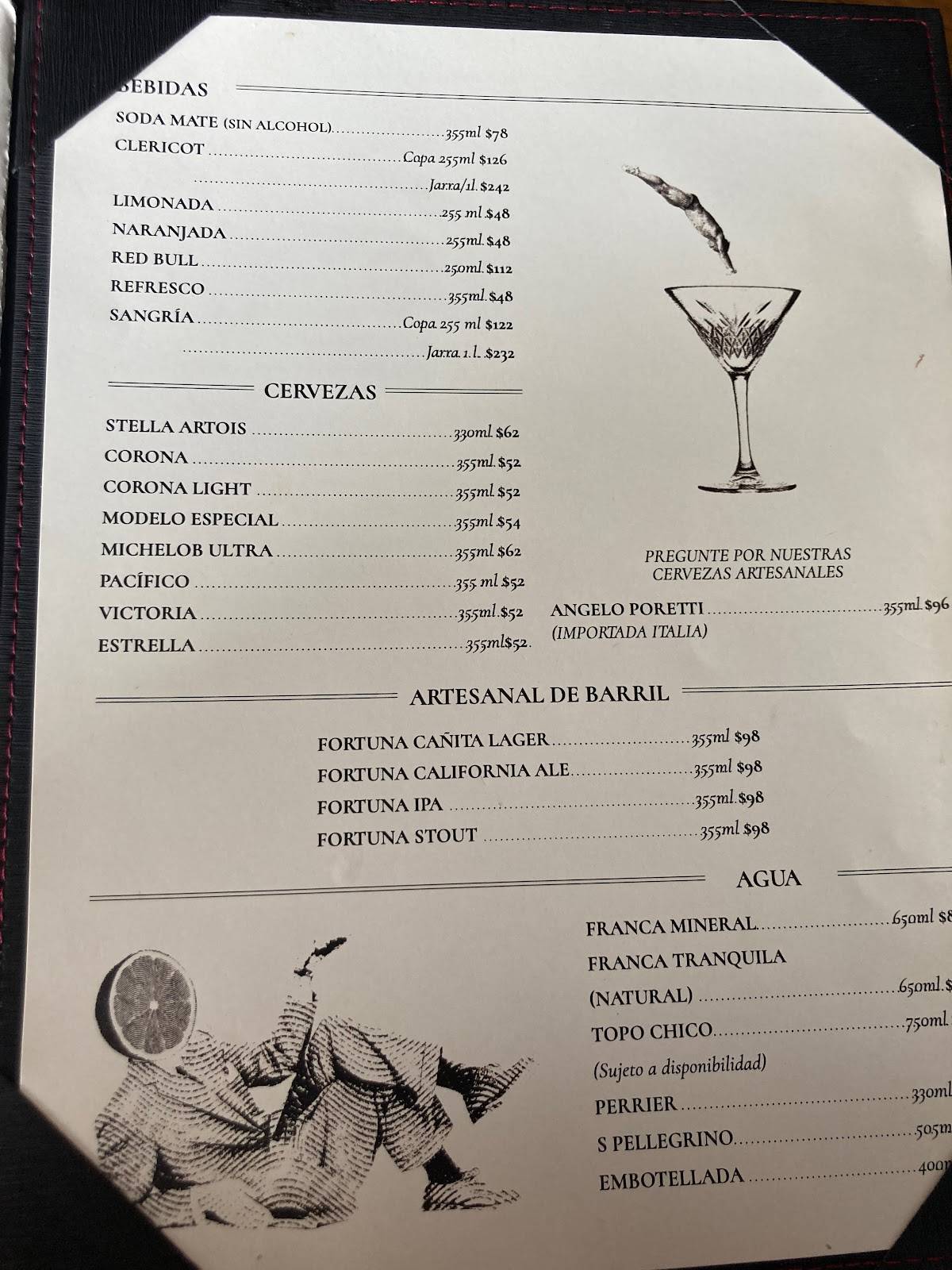 Carta del restaurante La Moresca Pannarama, Guadalajara