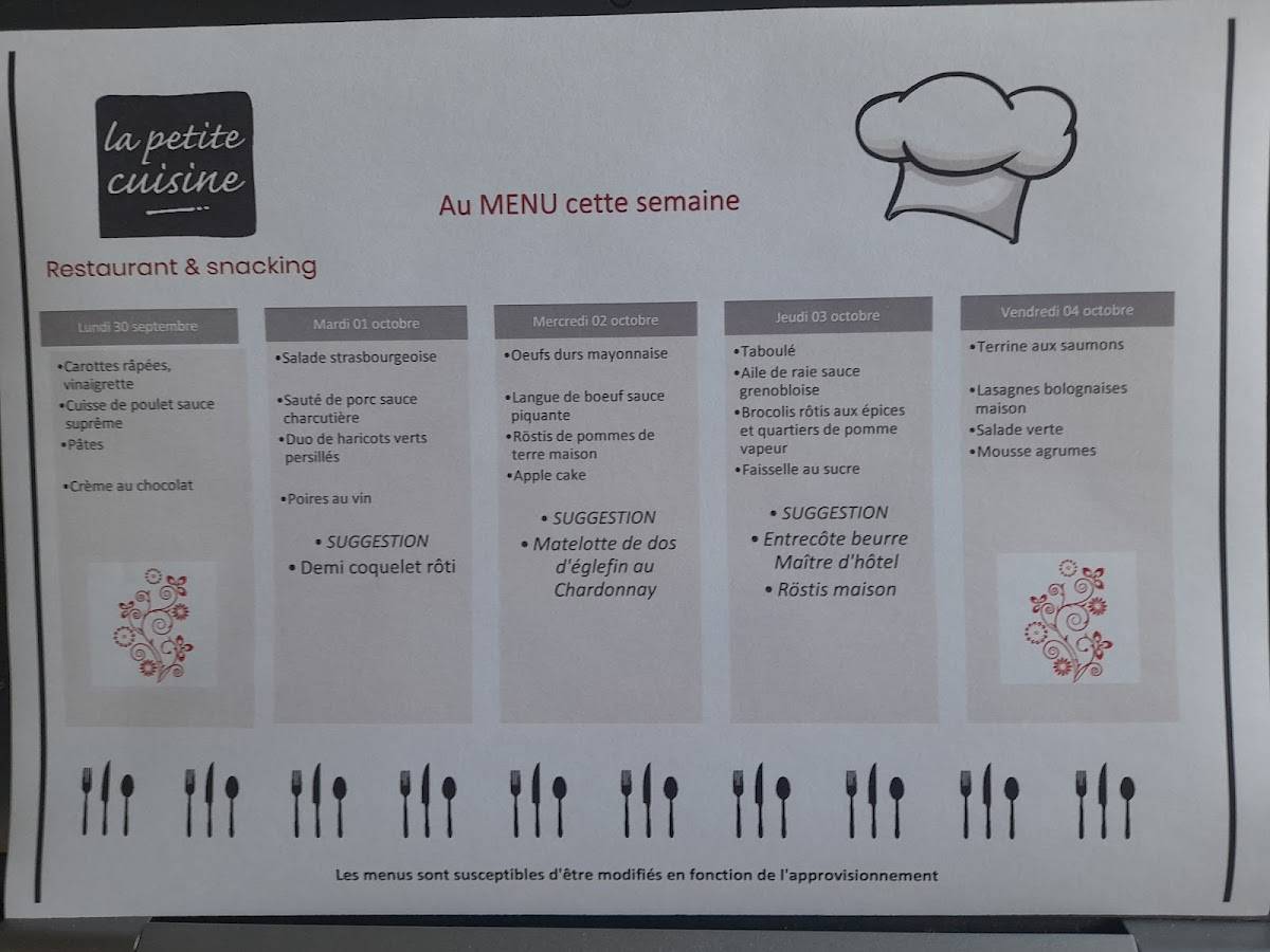 Menu au La Petite Cuisine restaurant, Vesoul
