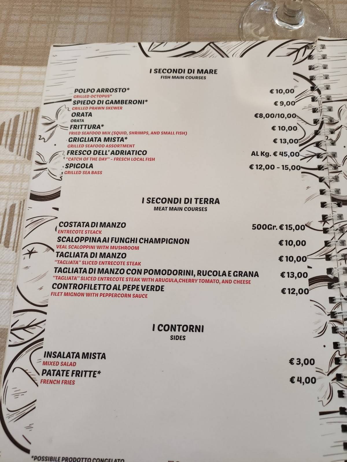Menu da La Rotonda ristorante, Mola di Bari