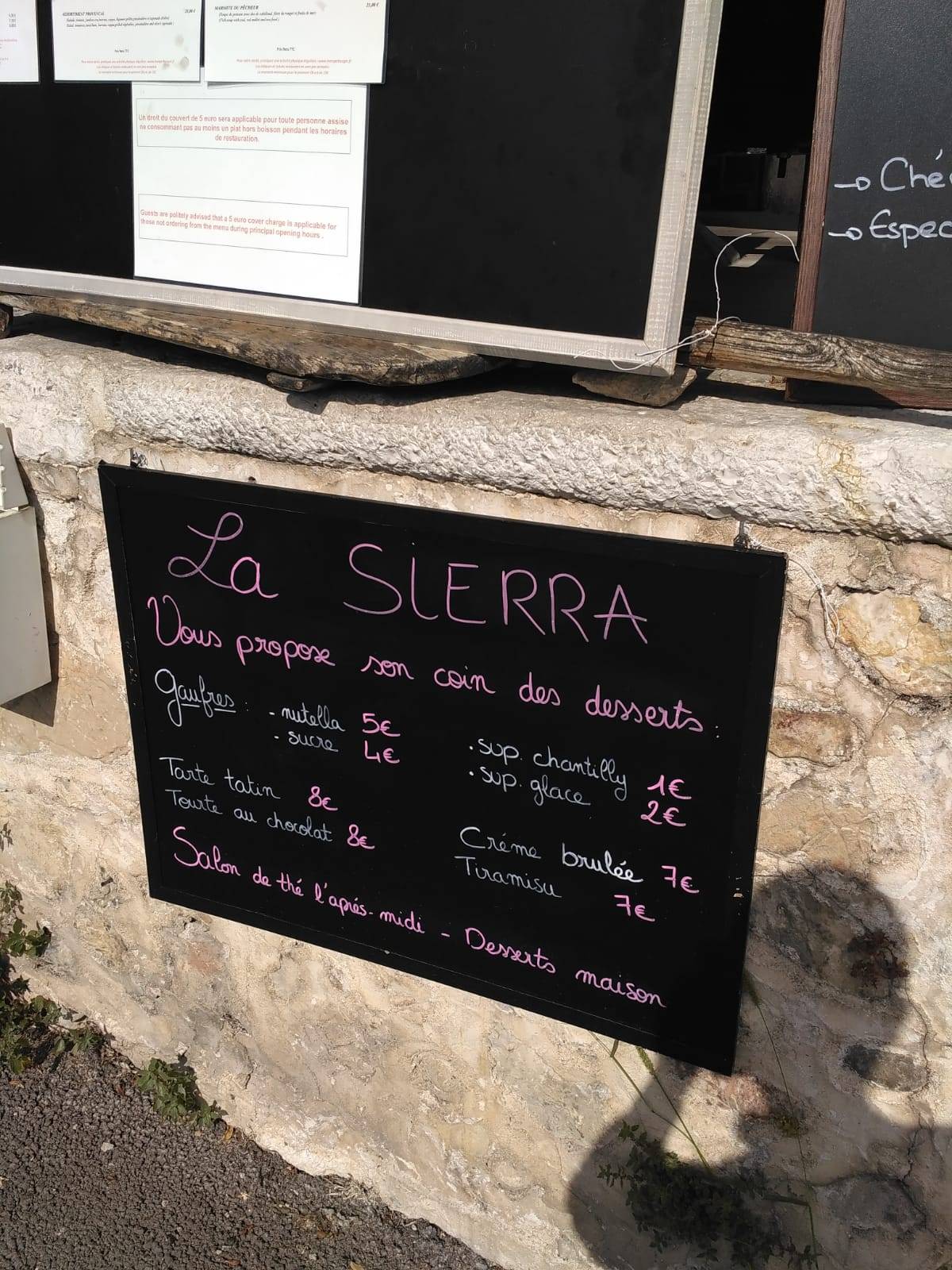 Menu at Restaurant La Sierra, Saint Paul de Vence, Les remparts ouest