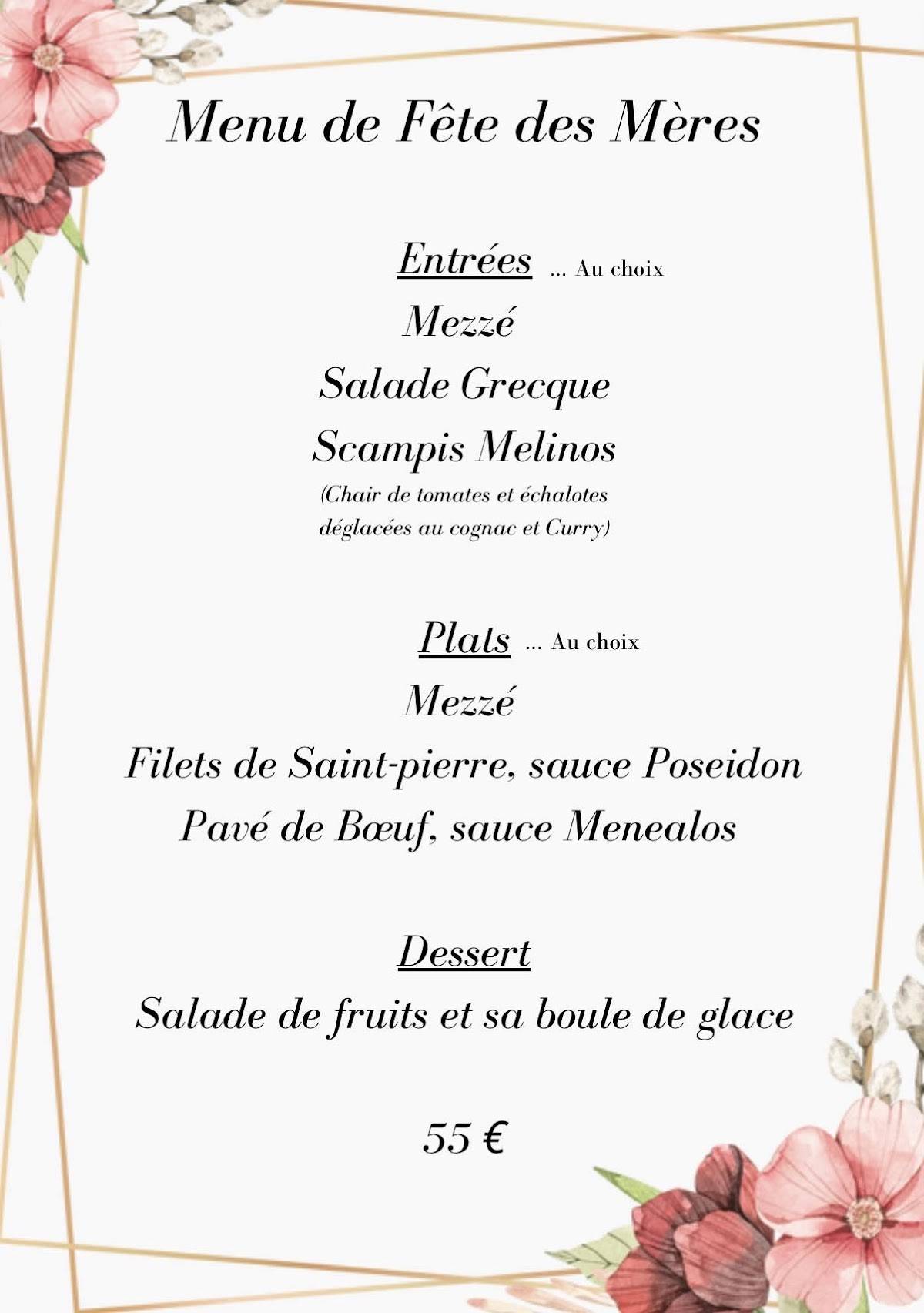 Menu au La Table du Grec, Jurbise