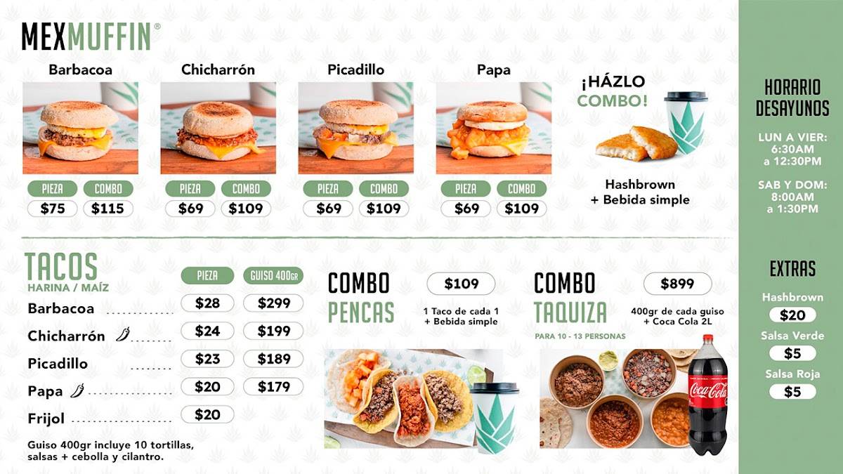 Menu at Las Pencas restaurant, Saltillo