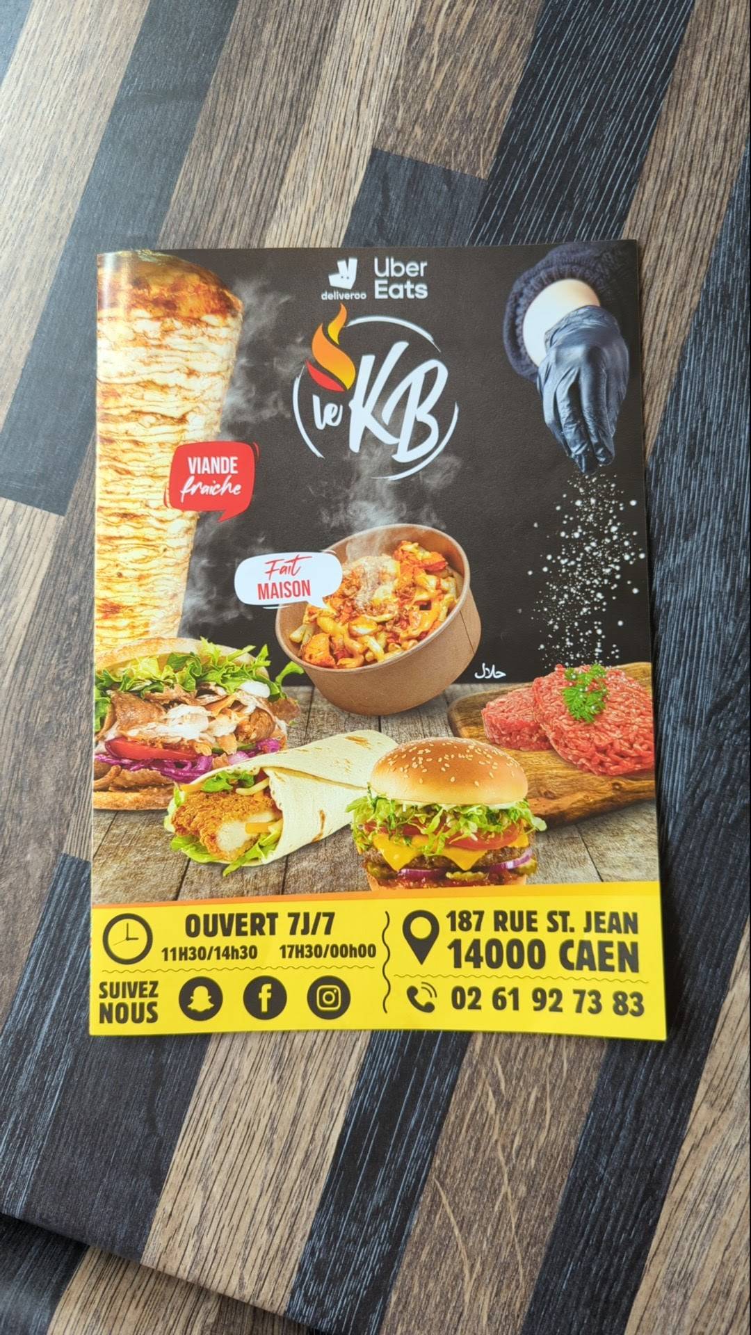 Carta del restaurante City Food, Caen
