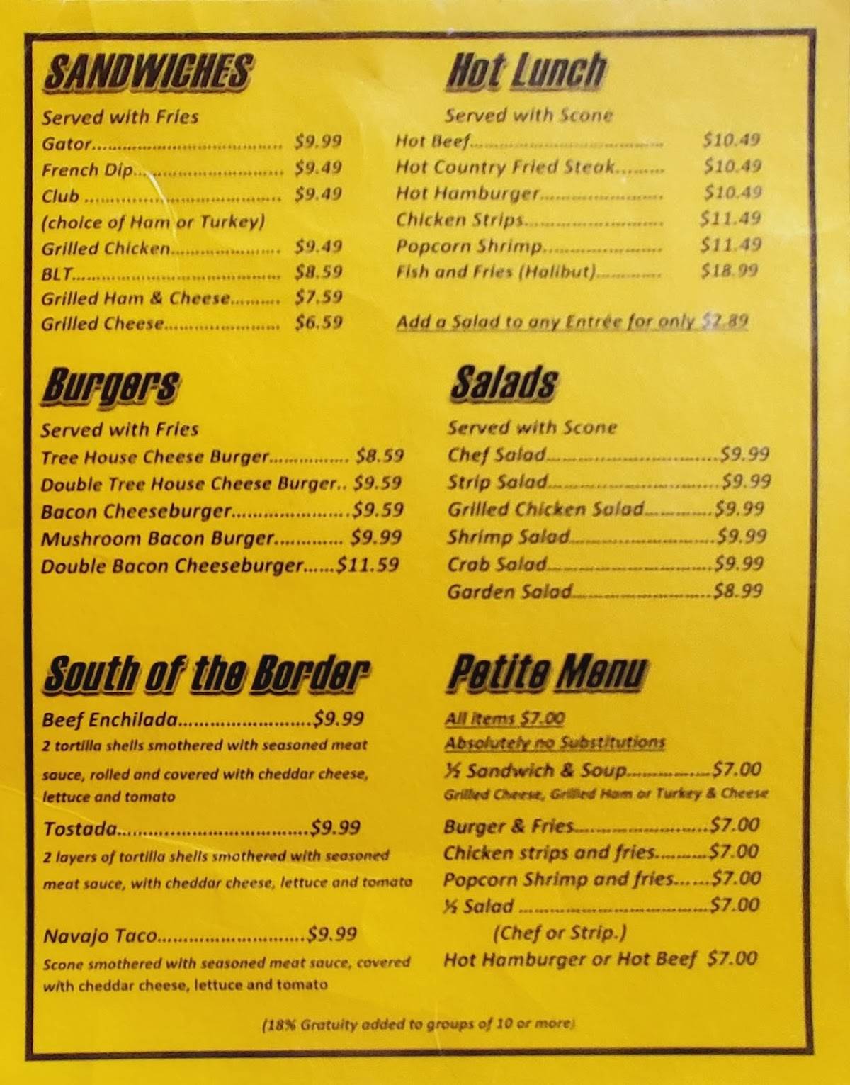 Menu at Leslie's Family Tree Restaurant, Santaquin