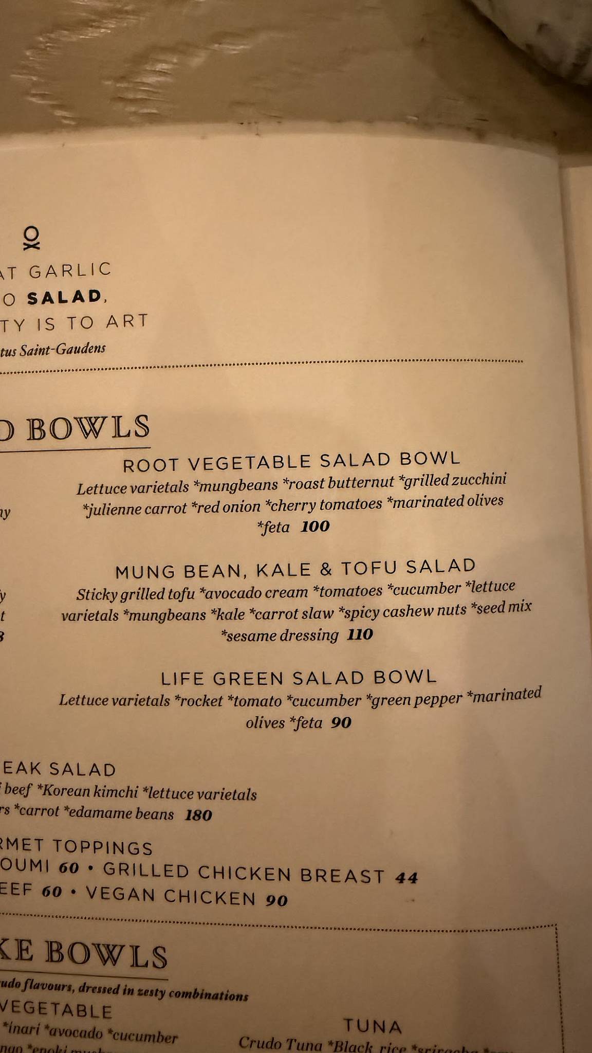 Menu at Life Grand Cafe Waterfront, Cape Town, 2 Pierhead Road
