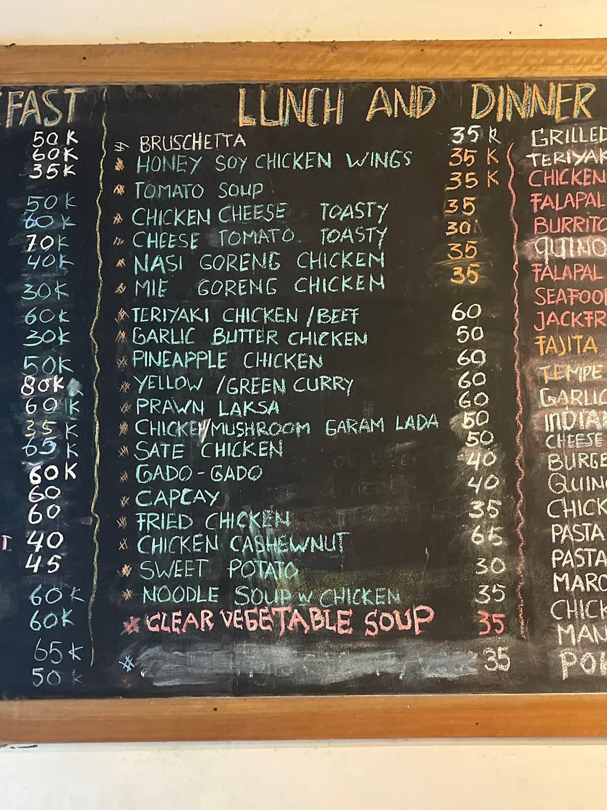 Menu at Lisa's Garden restaurant, Sekongkang Atas, 2PFP+VM2