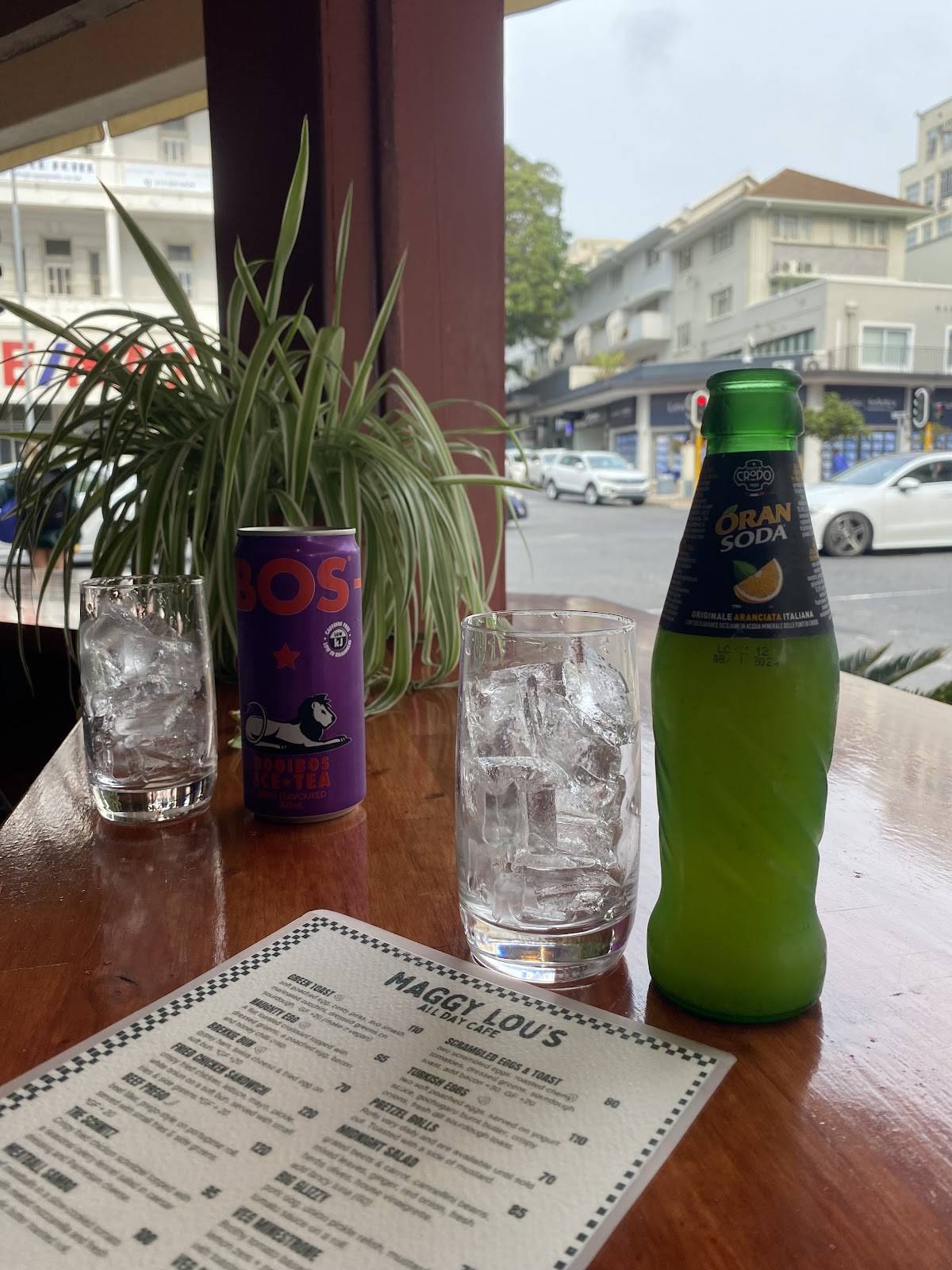 Menu at Maggy Lou's restaurant, Cape Town
