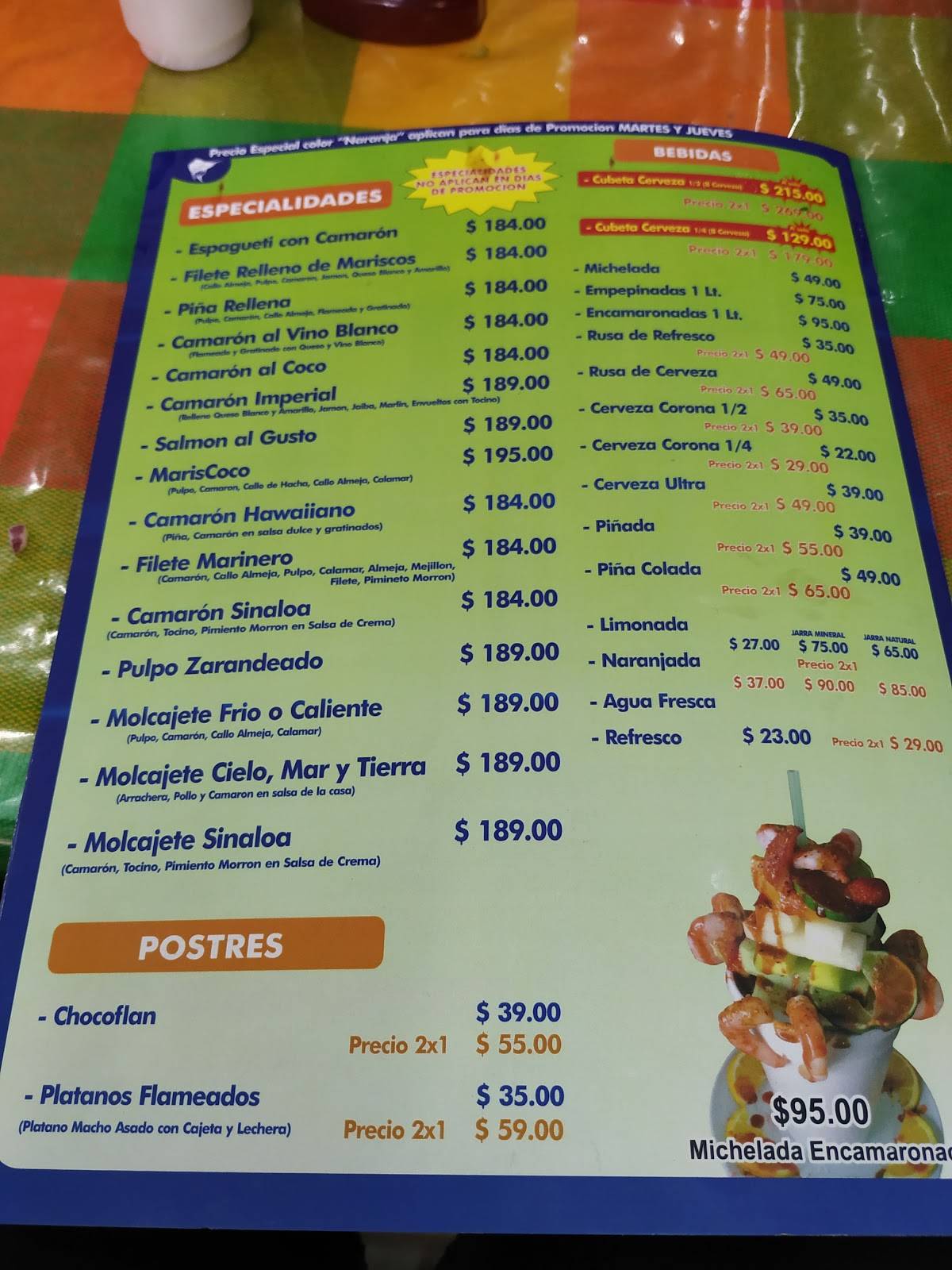 Carta del restaurante Mariscos Puerto Mazatlán, Zapopan, Blvd. del ...
