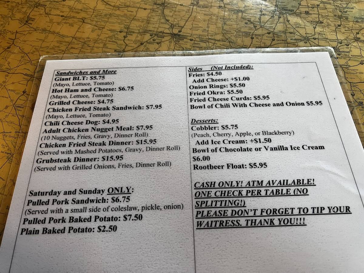 Menu at Meers Store and Restaurant, Meers
