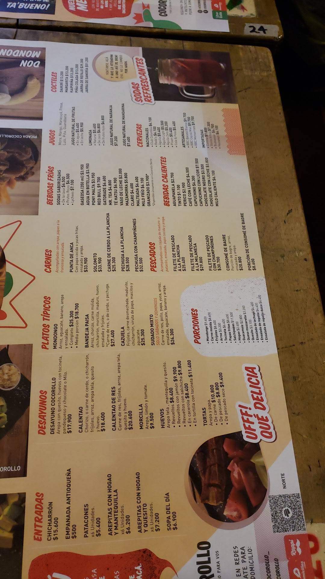 Carta del restaurante Mi Gallo Tuerto, Copacabana, 25