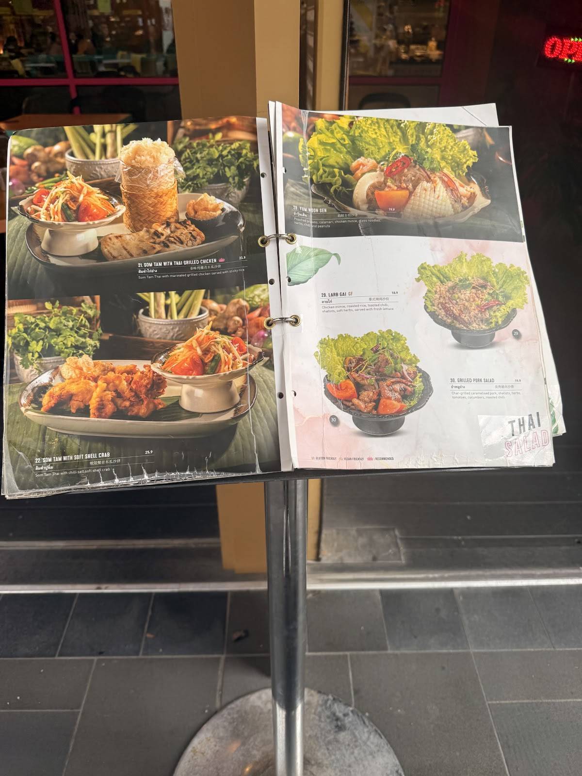 Menu at Miss Ping's restaurant, Docklands