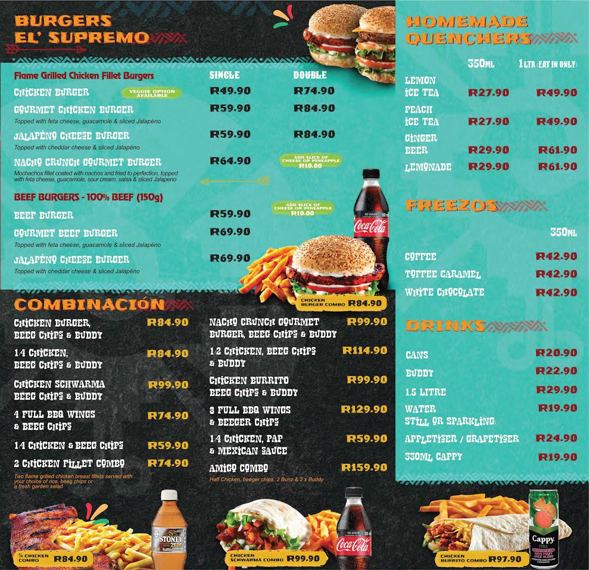 Carta del restaurante Mochachos Fichardt Park Bloemfontein, Bloemfontein