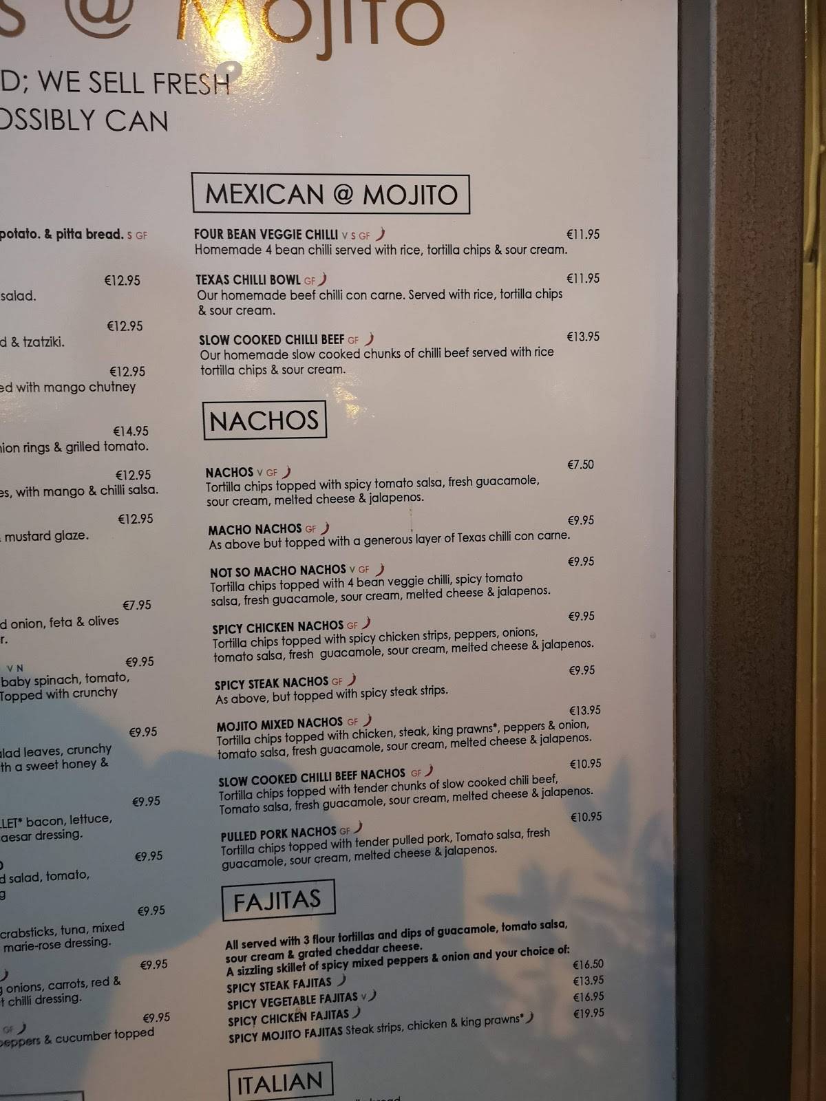 Menu at Mojito Bar & Grill, Pernera, 18 Aphrodite street Pernera Protaras