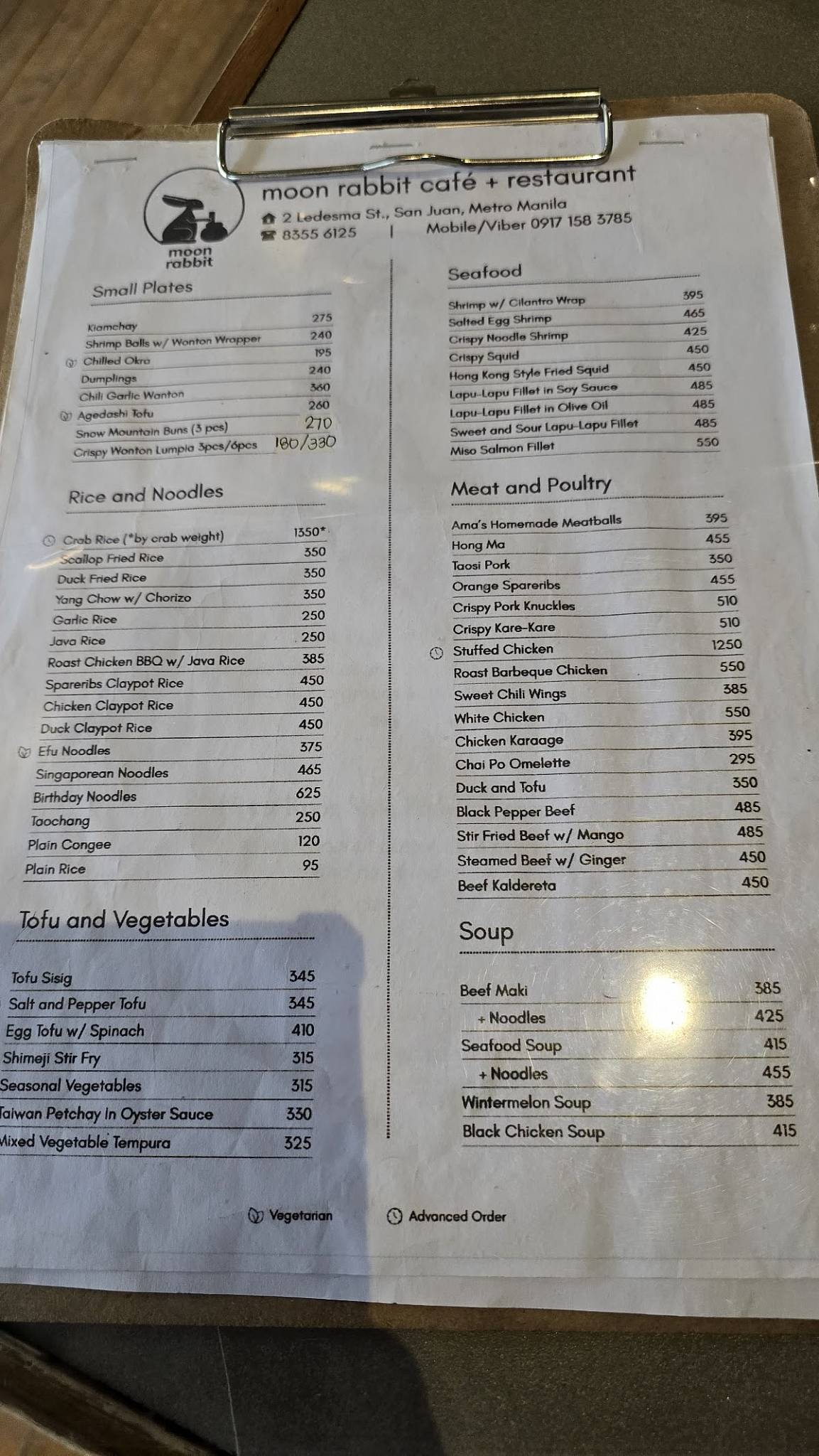 Menu at Moon Rabbit Cafe & Restaurant, San Juan
