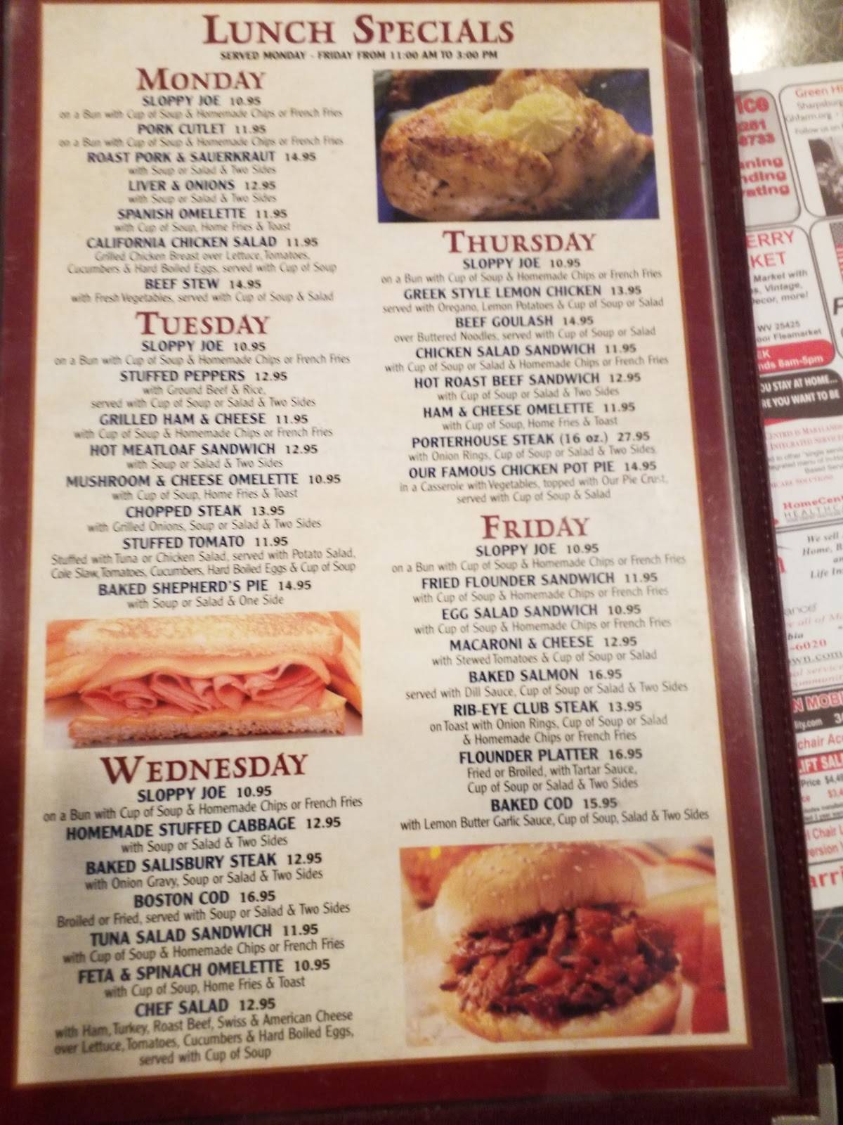 Menu at Mountain View Diner fast food, Frederick
