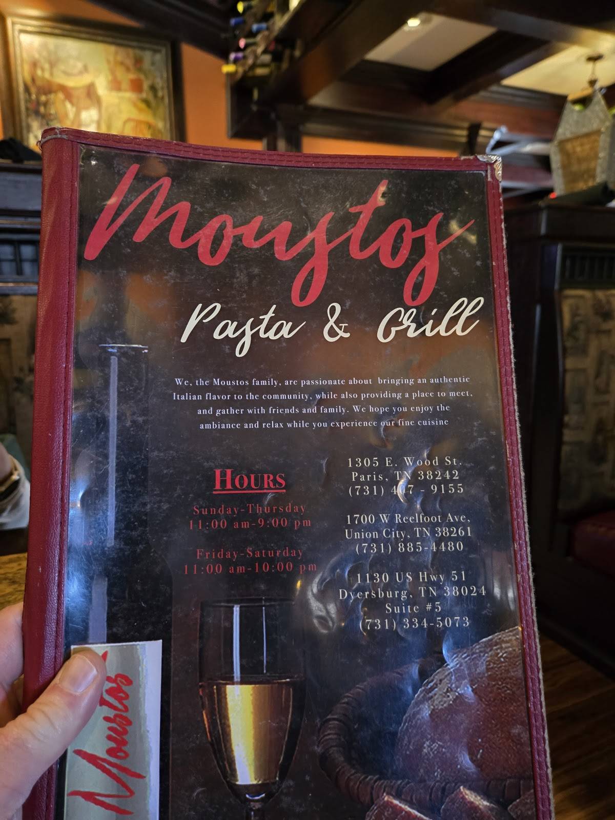 Menu at Moustos Pasta & Grill restaurant, Paris