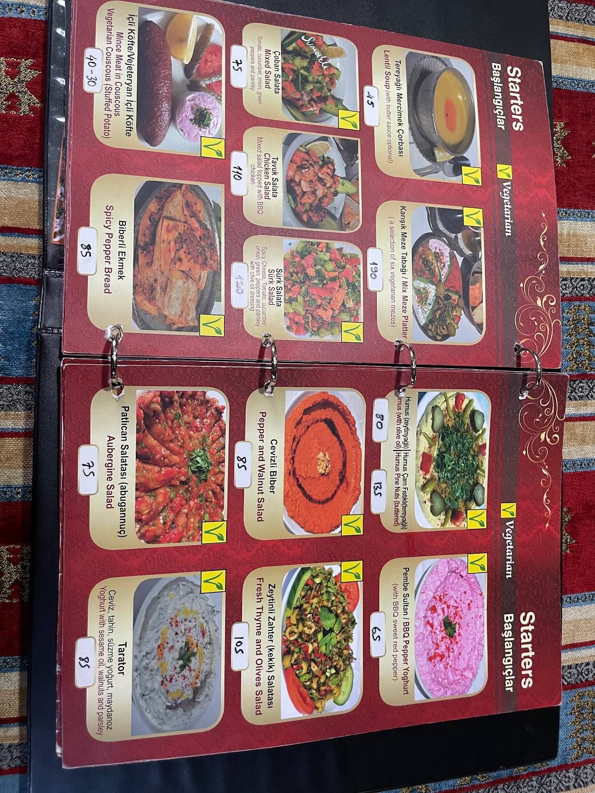 Carta de Mozaik Bahçe Restaurant, Fethiye