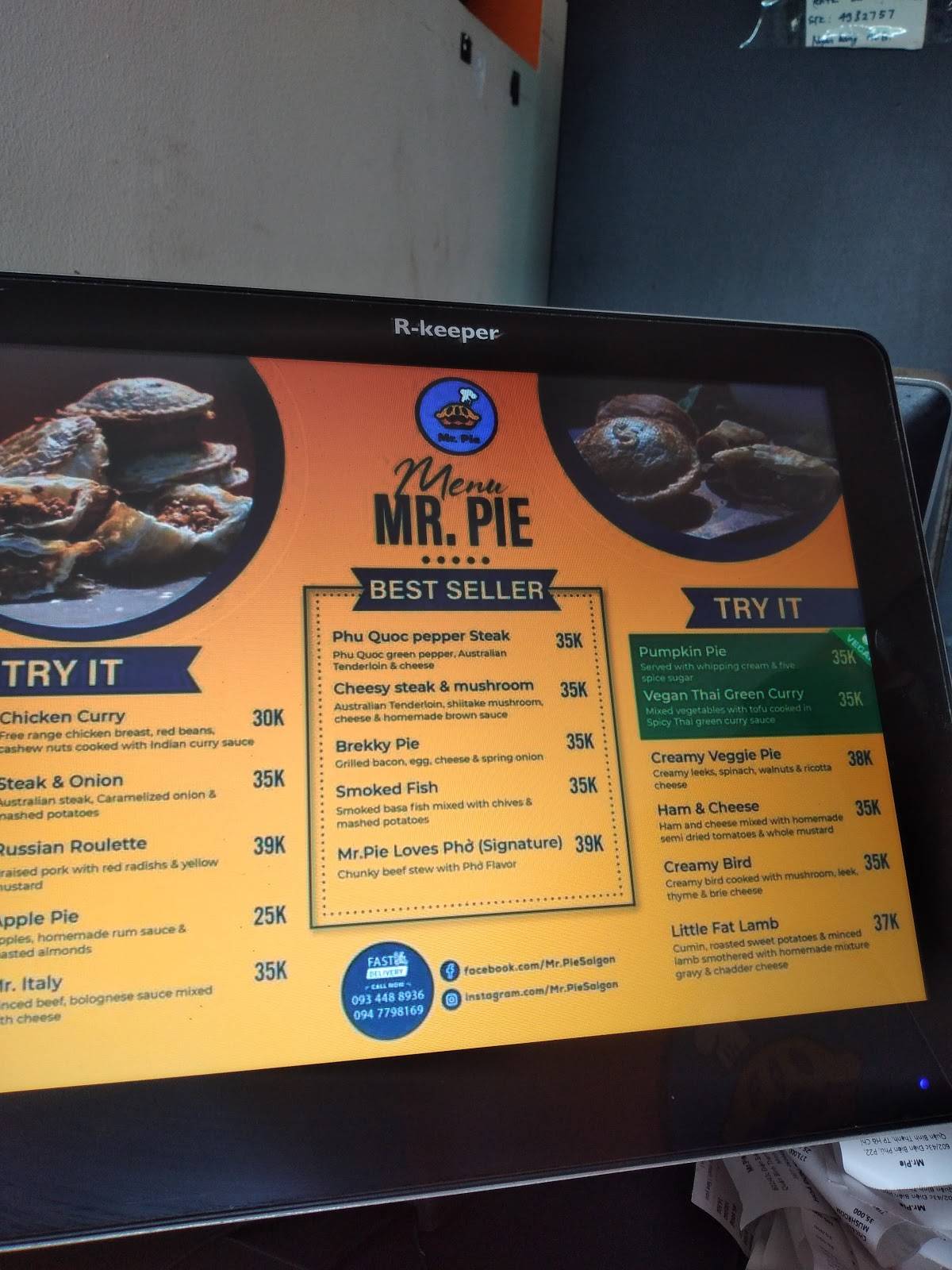 Carta del restaurante Mr. Pie, Ciudad Ho Chi Minh (Saigón), 63 Nguyễn Cừ