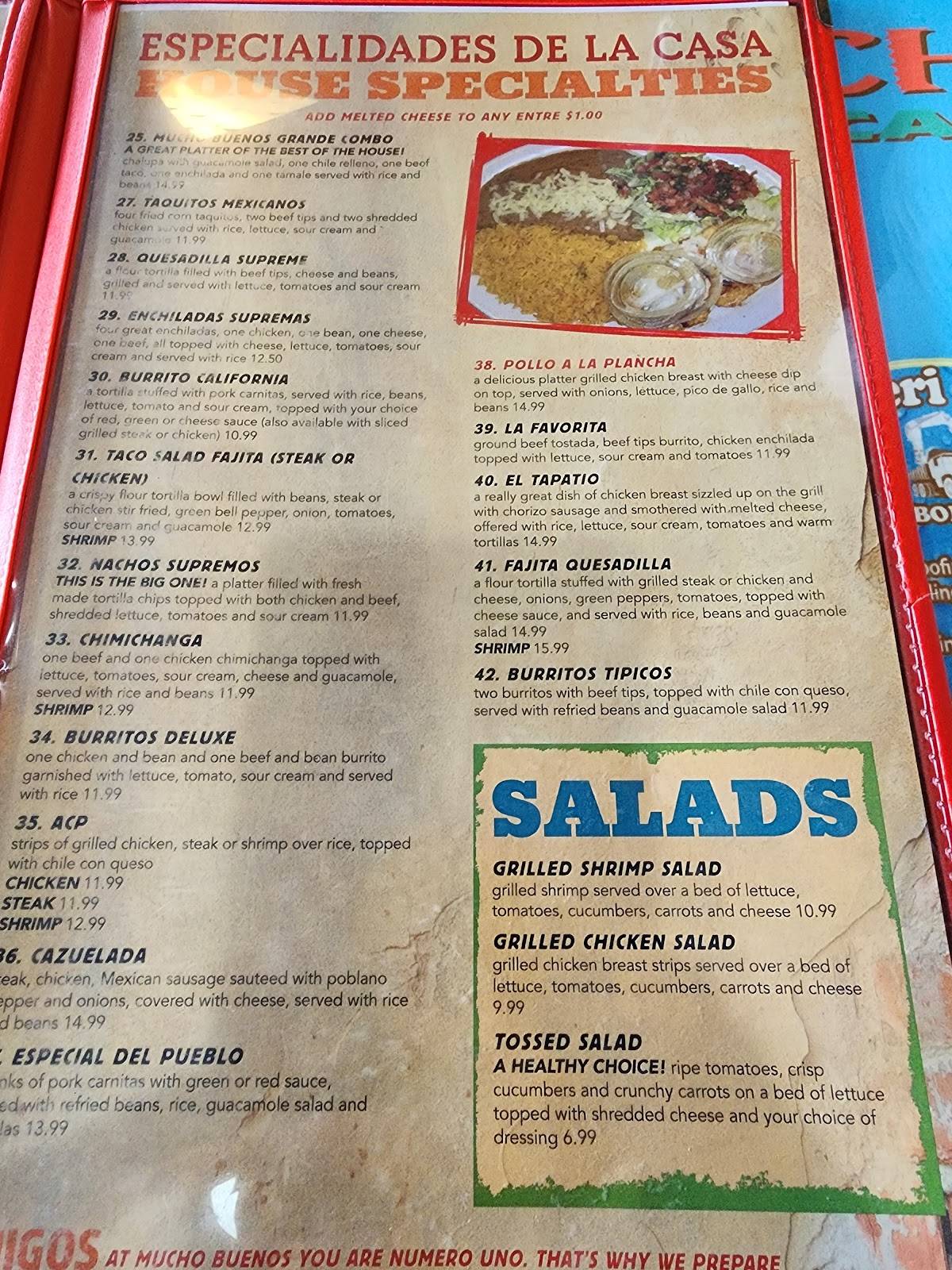 Menu at Mucho Buenos restaurant, Brunswick