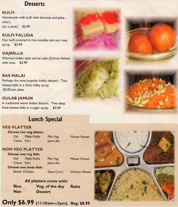 Menu at Mughal Mahal Restaurant, Brampton, McLaughlin Rd