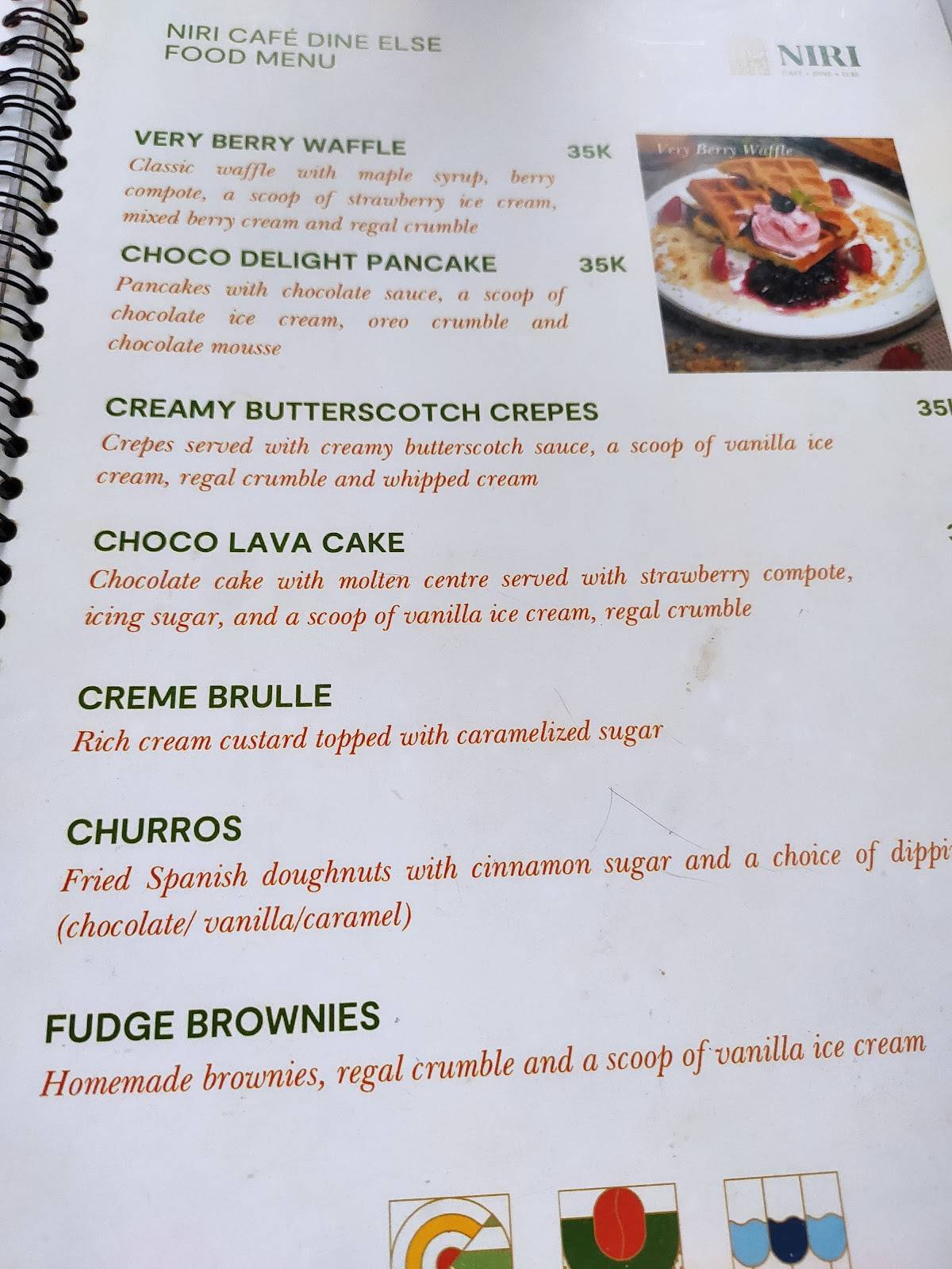 Carta de NIRI Cafe Dine and Else, Cirebon