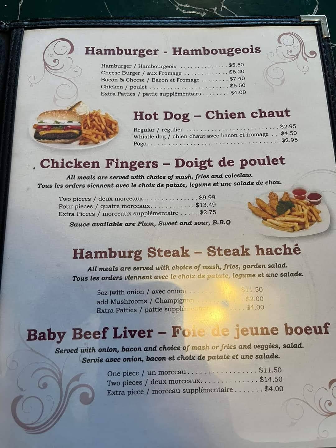 Menu at Restaurant Nadeau Dine In -Delivery And Take Out, Timmins