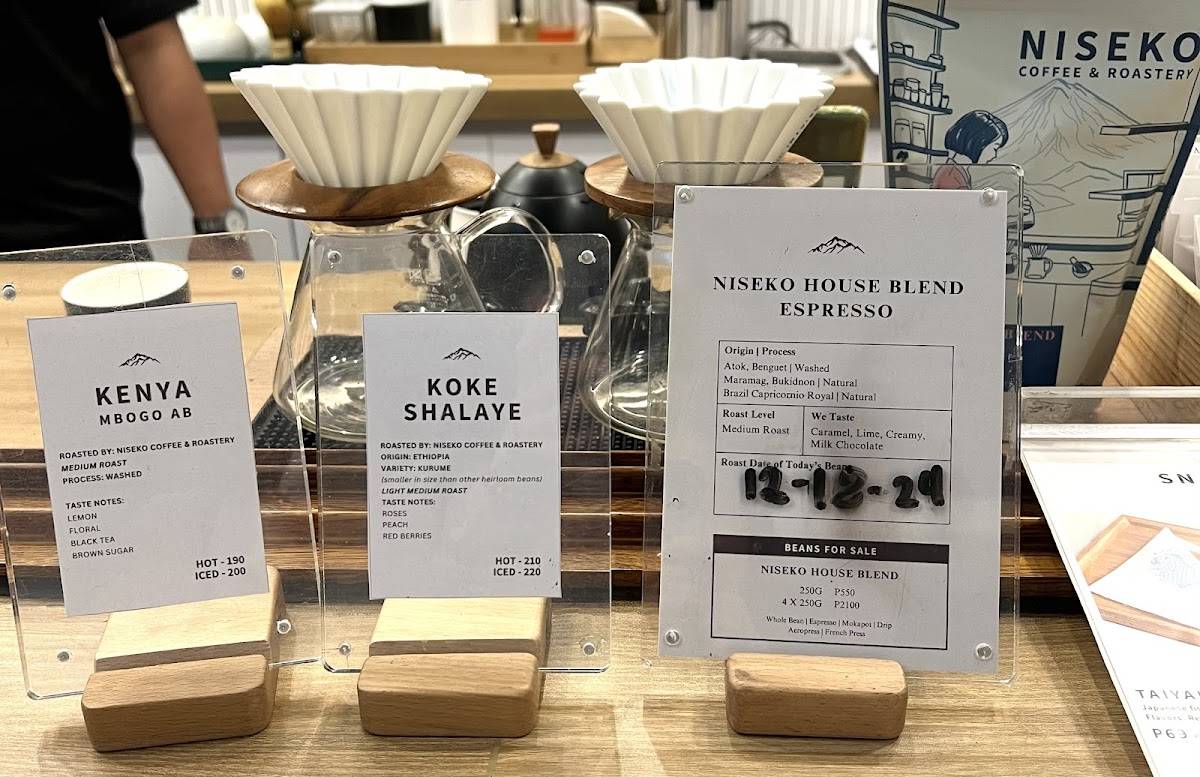 Menu at Niseko Coffee Alabang Town Center, Muntinlupa