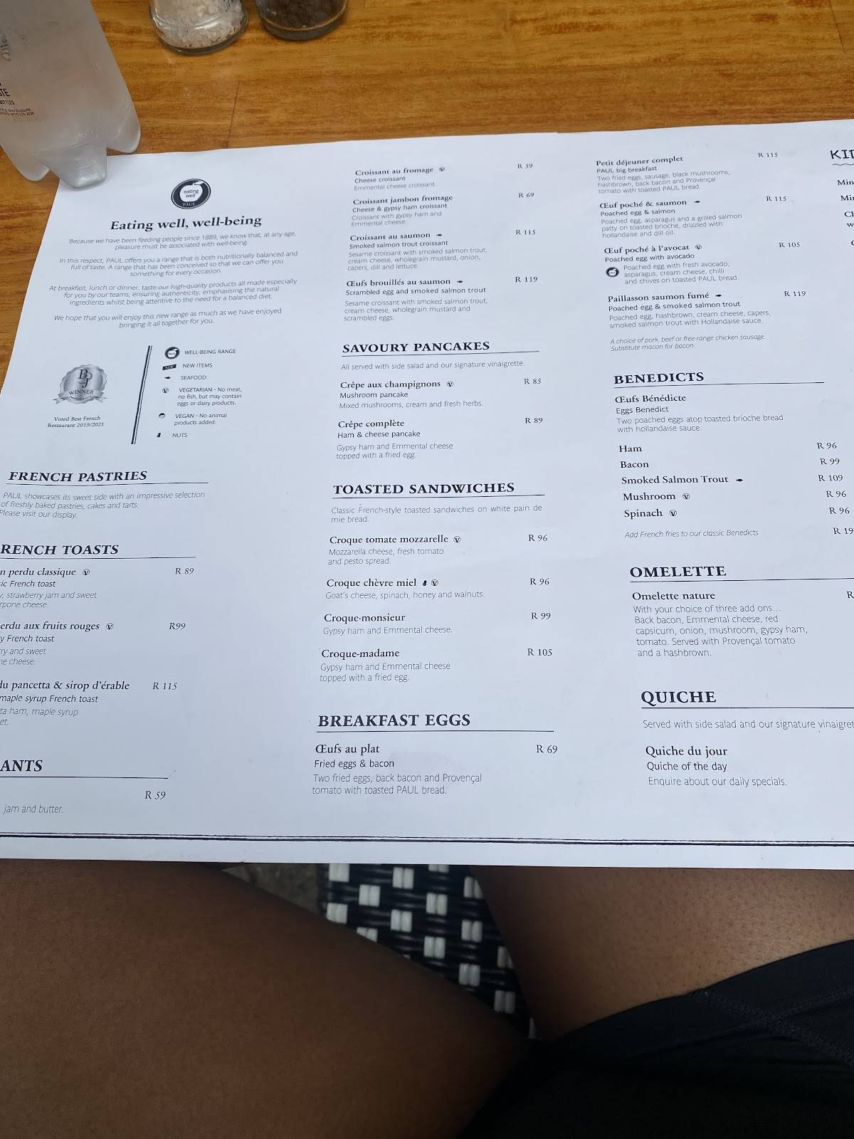 Menu at PAUL BBQ, Johannesburg, Melrose Arch Corner High Street