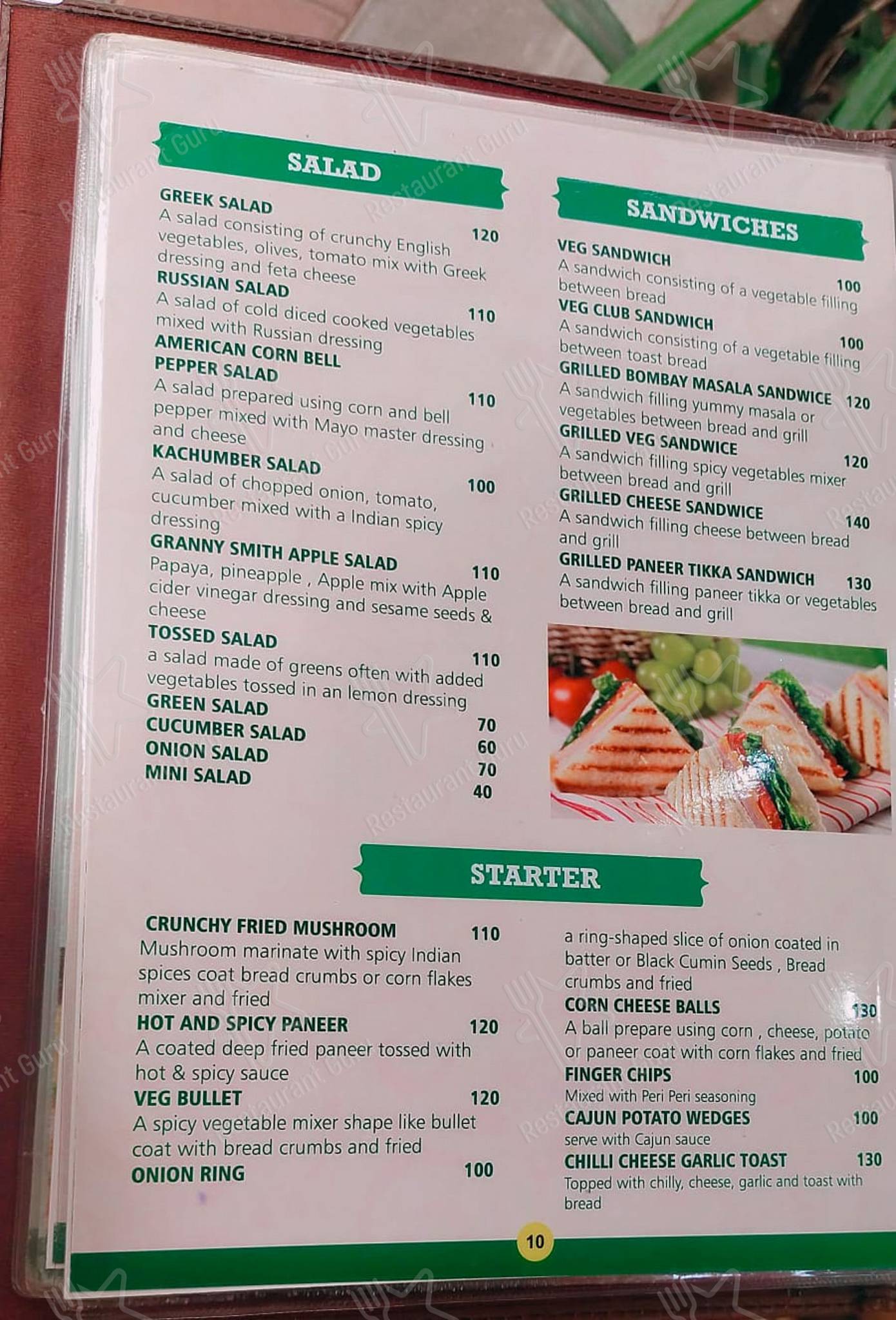 Menu at Panchavati Gardenia Veg restaurant, Mysuru