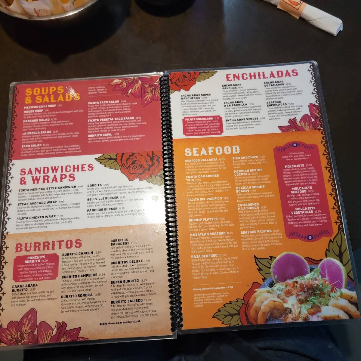 Menu at Panchos Tacos Bellville restaurant, Bellville