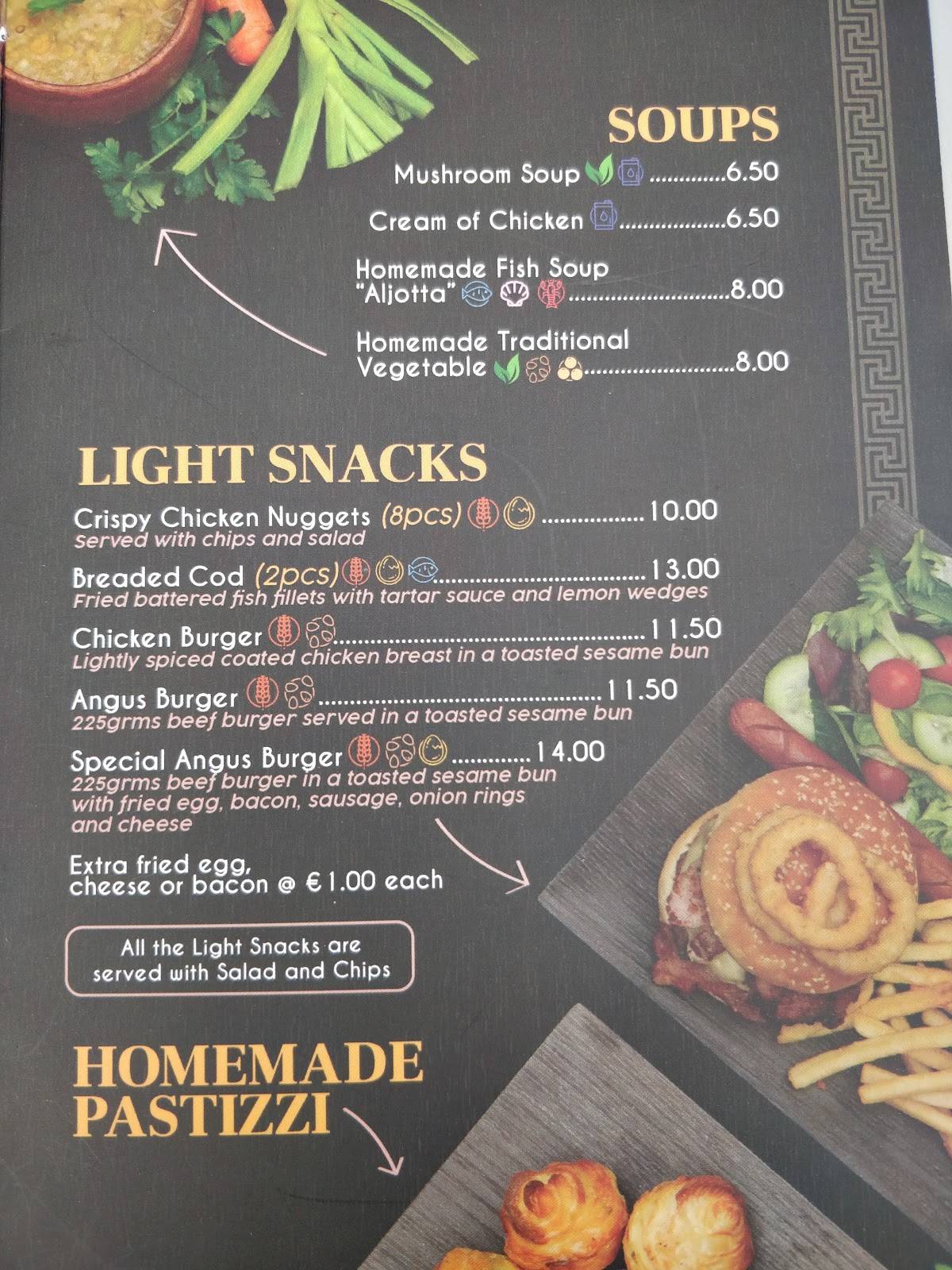 Menu at Peristyle Restaurant, Rabat