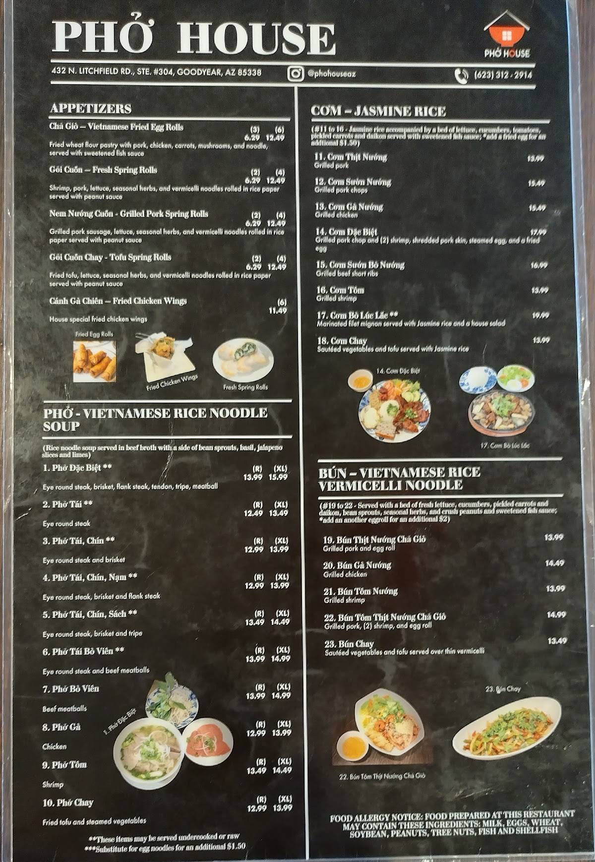 Menu at Phở House Restaurant, Goodyear, 432 N Litchfield Rd #304