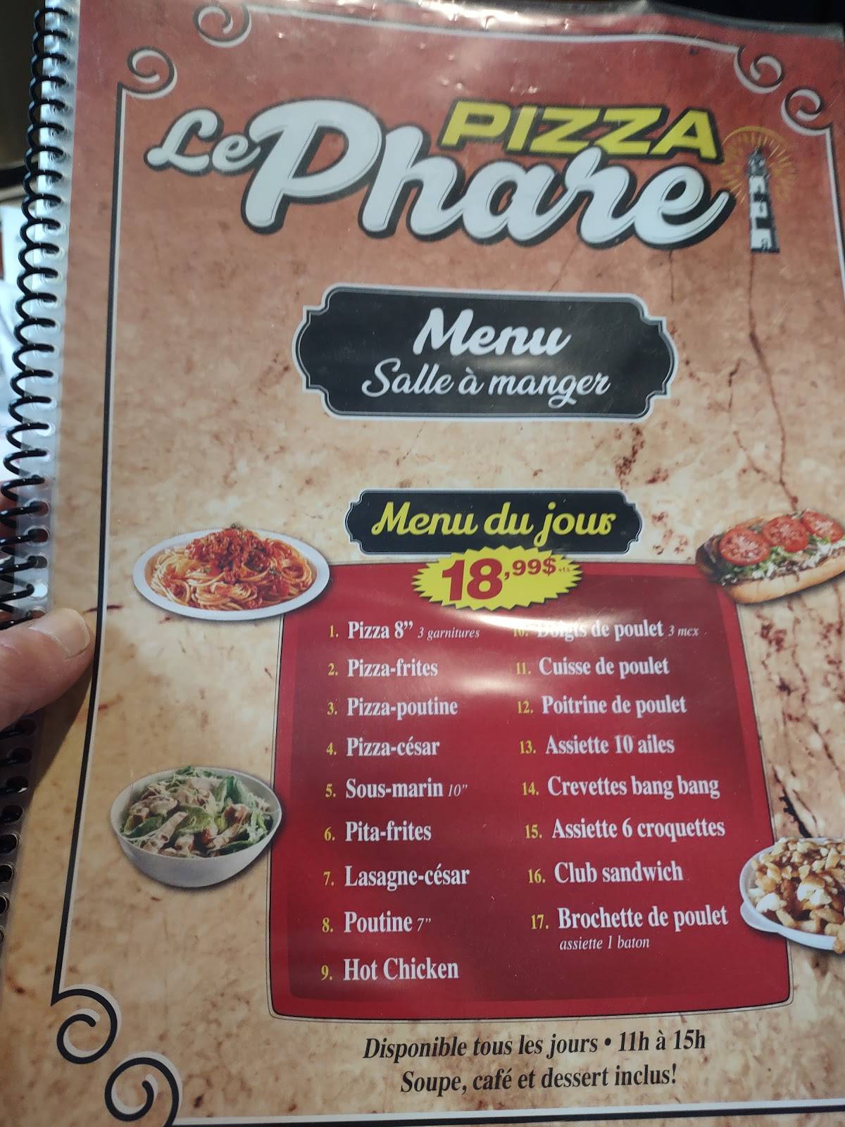Menu au Pizza Le phare restaurant, Plessisville