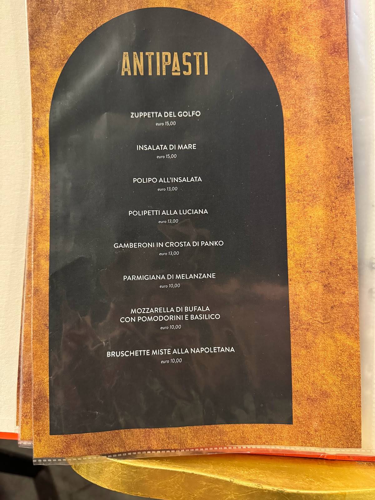 Menu at Pizza Madre Salvatore di Matteo restaurant, Naples