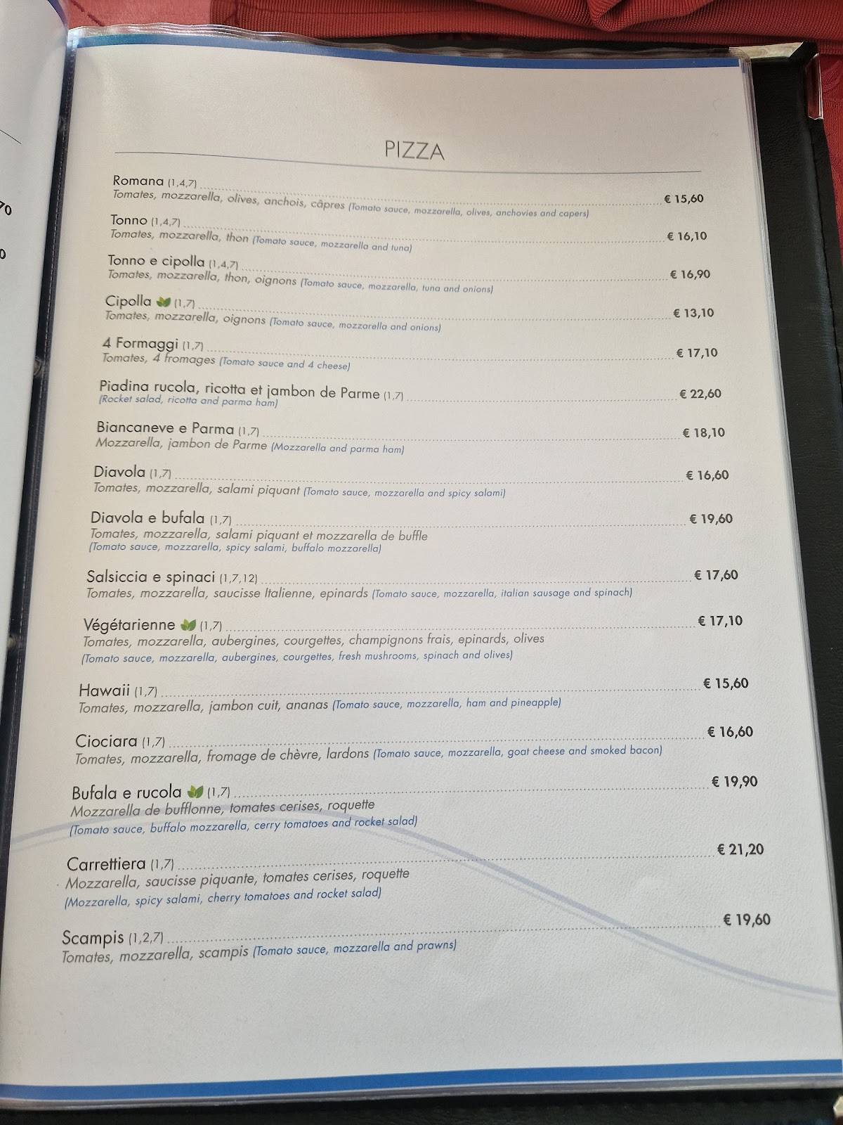 Speisekarte von Pizzeria-Restaurant Farinella, Luxemburg