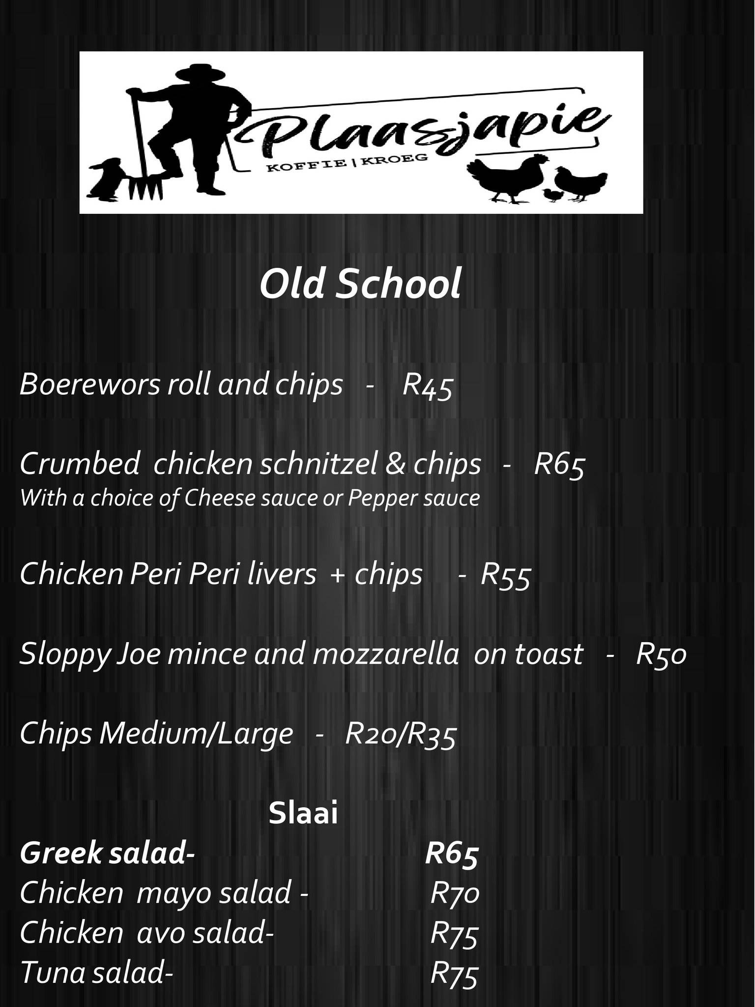 Menu at Plaasjapie Koffie Kroeg Durbanville restaurant, Cape Town ...