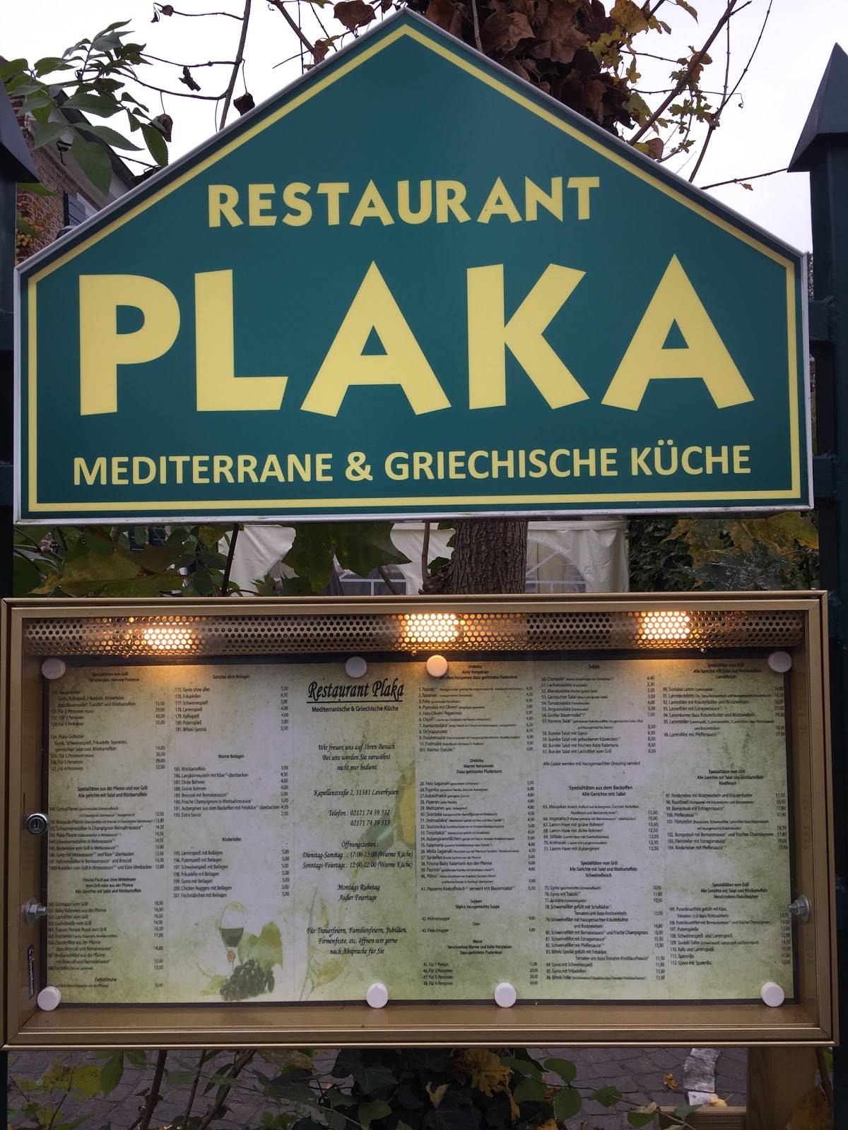 Speisekarte von Restaurant Plaka, Leverkusen
