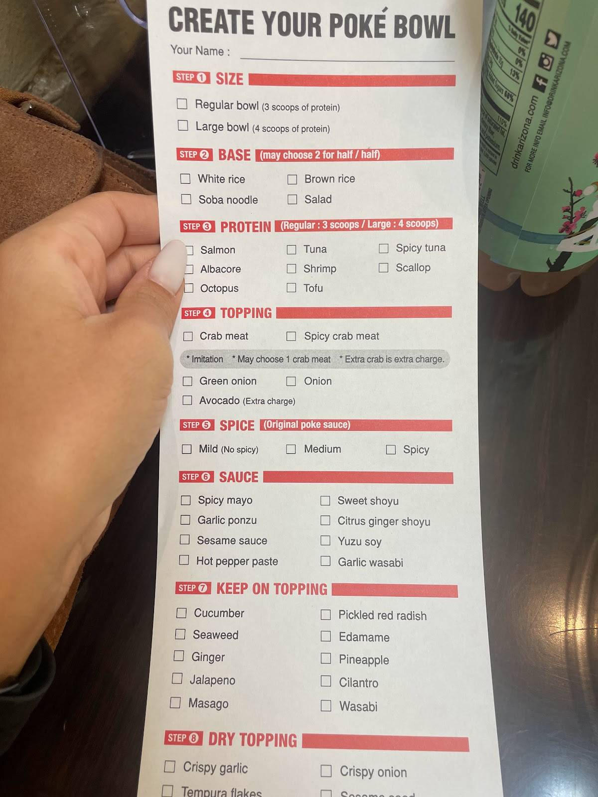 Menu at Poké Cafe, Glendale, 120 N Brand Blvd
