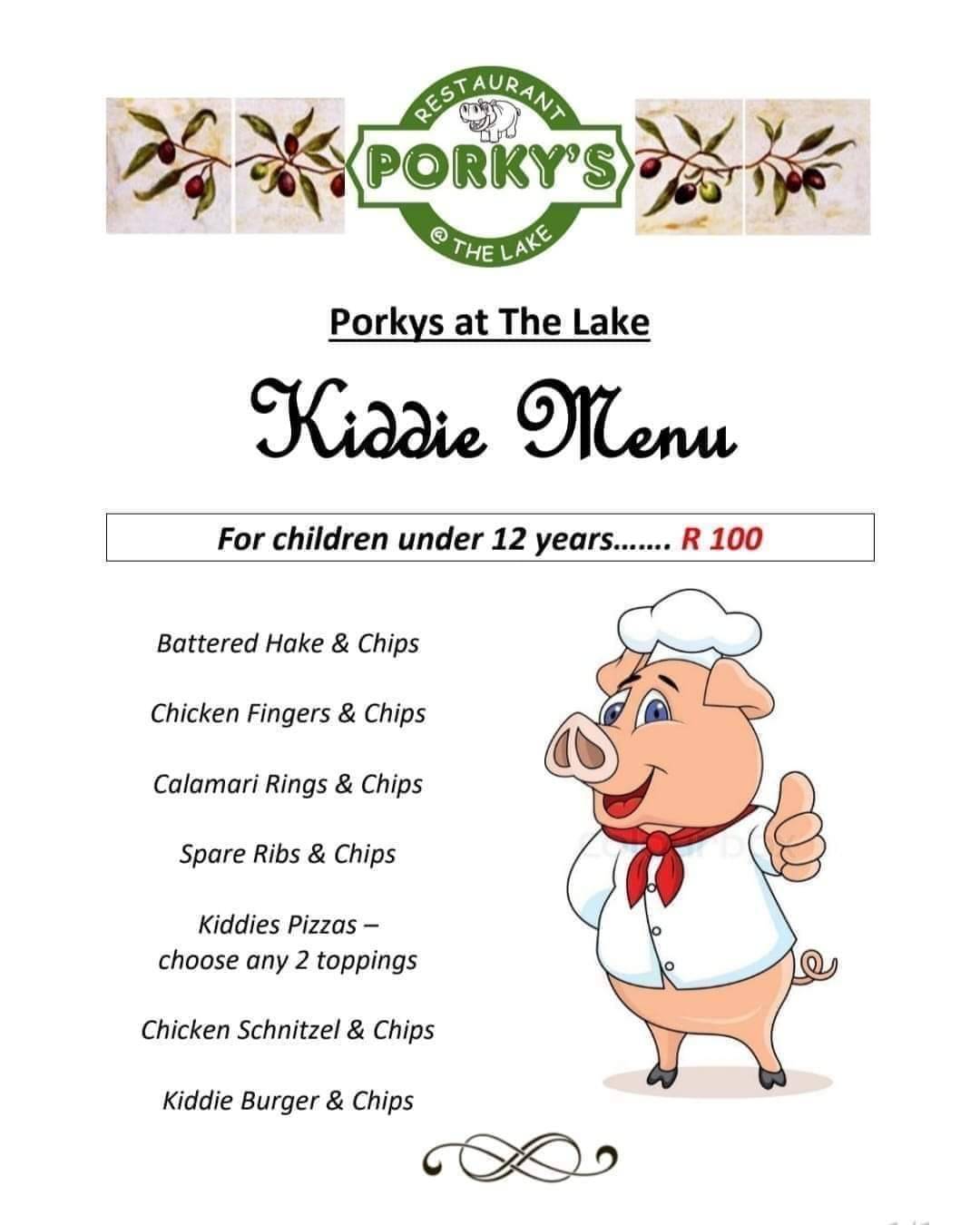 Menu at Porkys at The Lake restaurant, Richards Bay