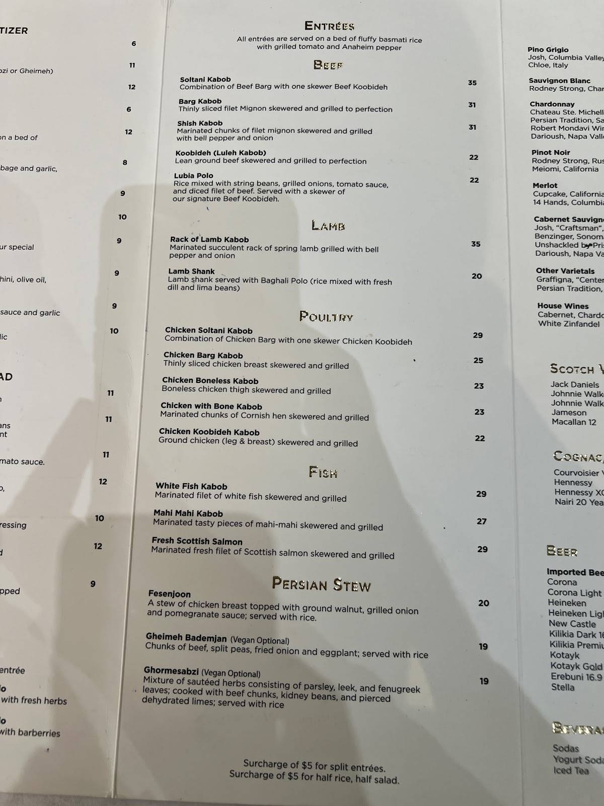 Menu at Raffi's Place restaurant, Glendale